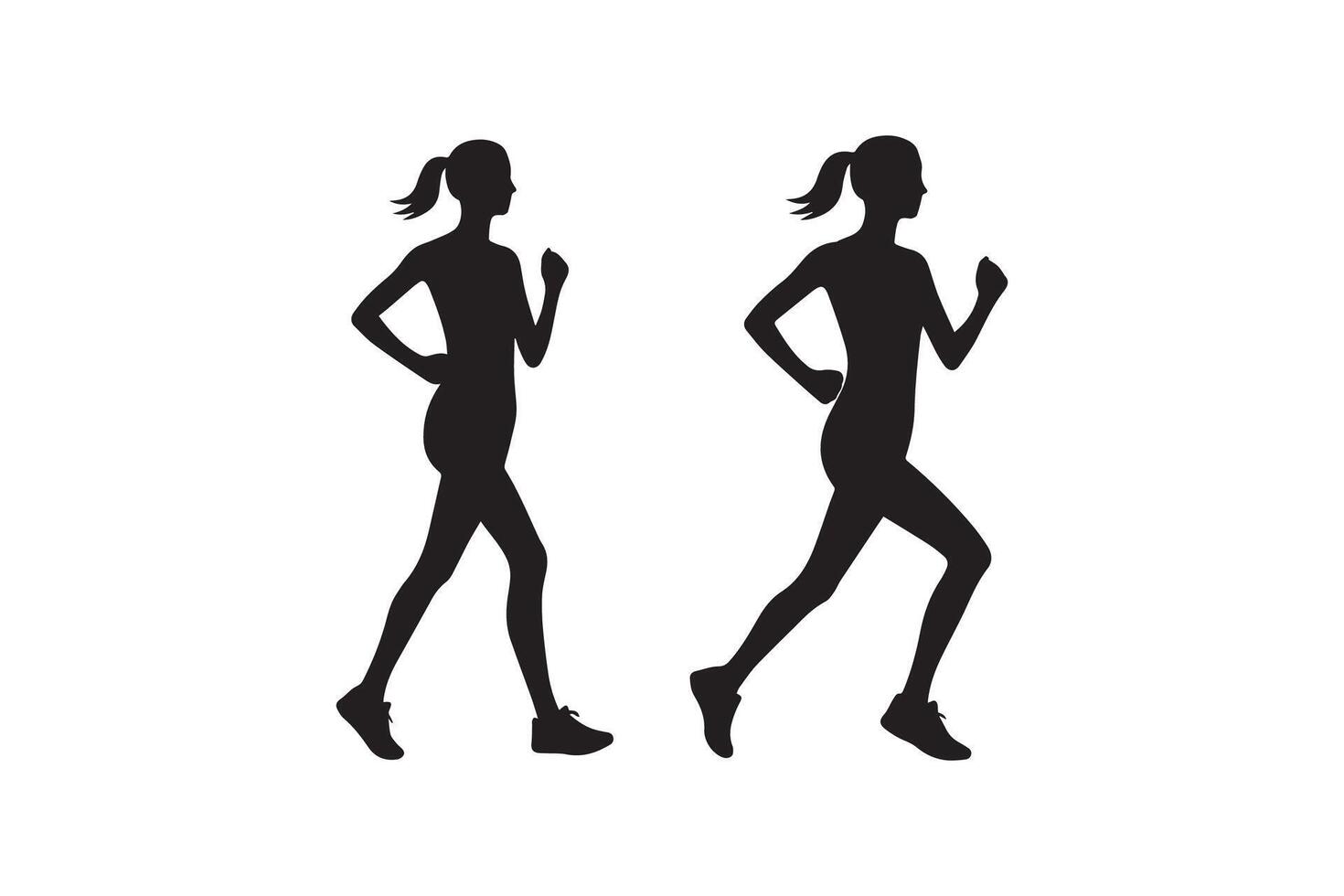 Two silhouettes of women running in different positions 49237097 Vector ...