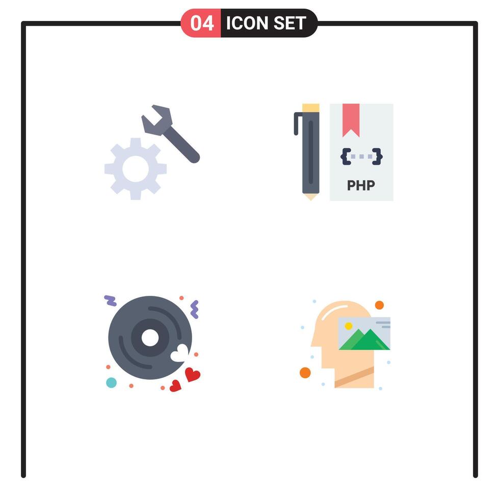 4 Universal Flat Icons Set For Web And Mobile Applications Setting