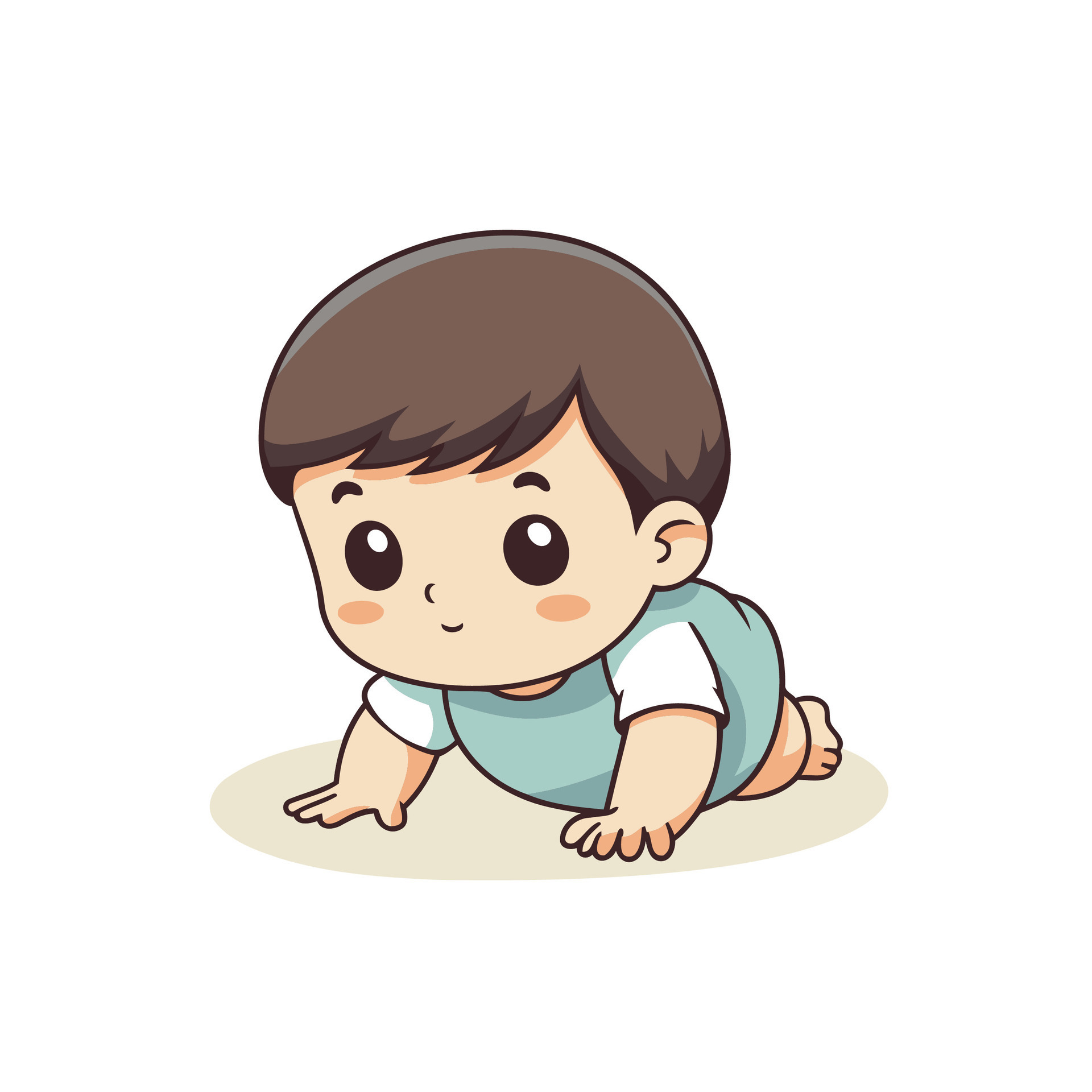 Cute little baby boy crawling on the floor illustration 49242228 Vector ...