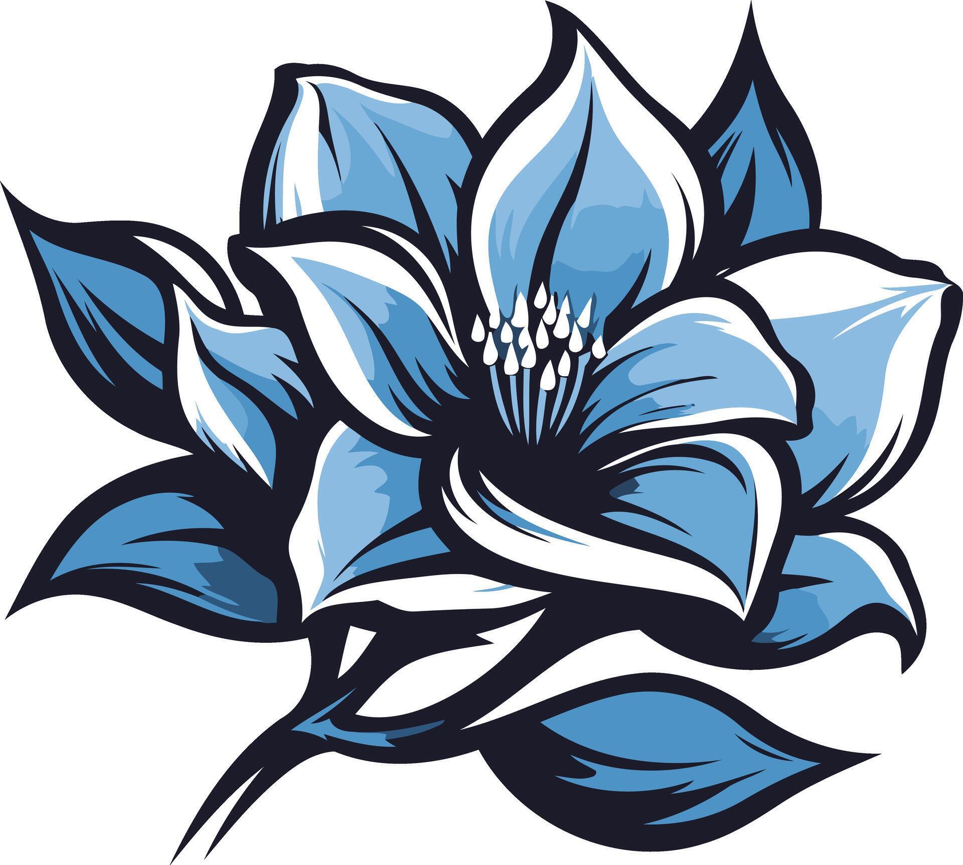 A stylized blue flower with bold lines and a white center 49249410 Vector Art at Vecteezy