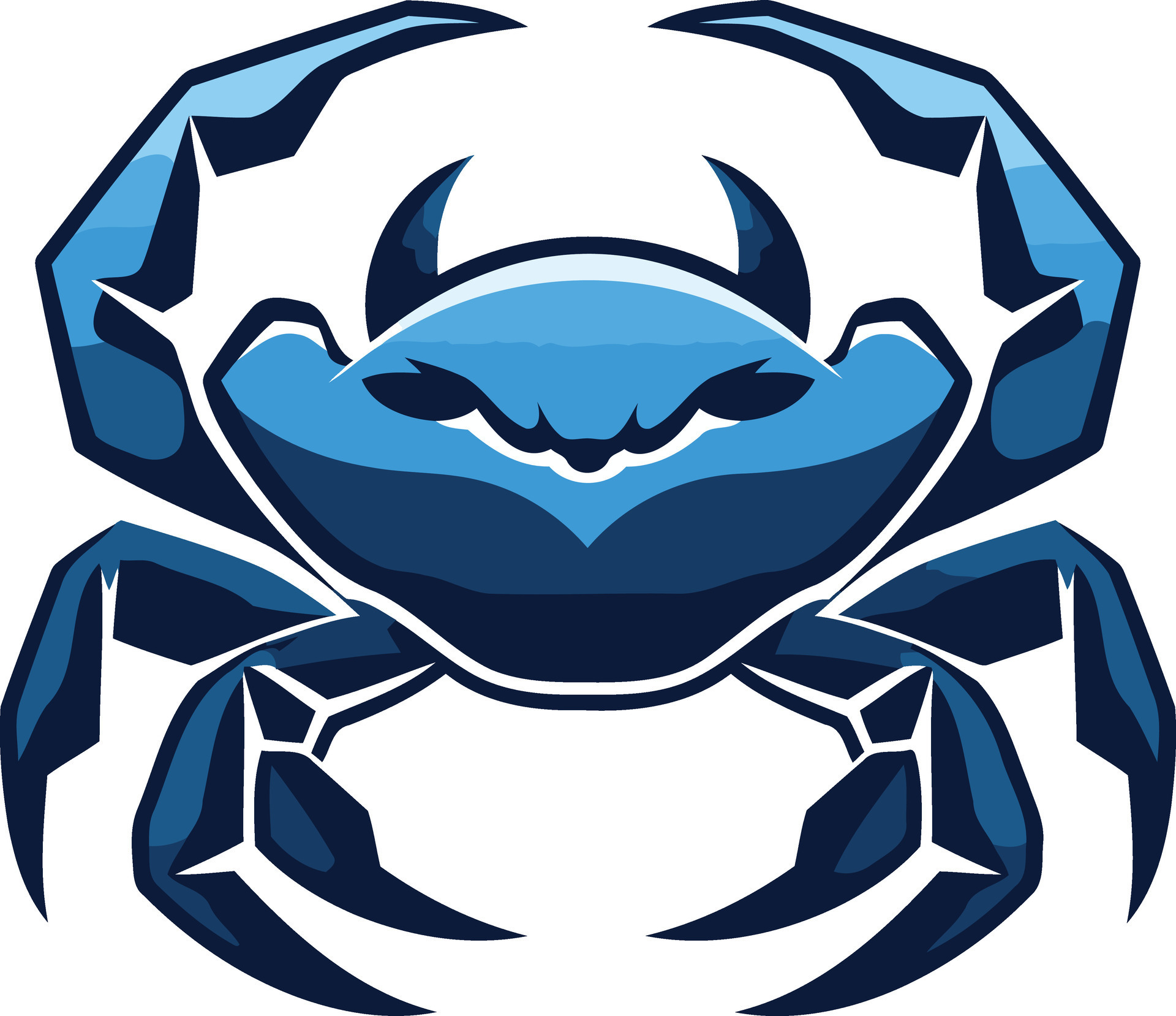 A powerful blue crab logo, perfect for seafood restaurants, fishing ...