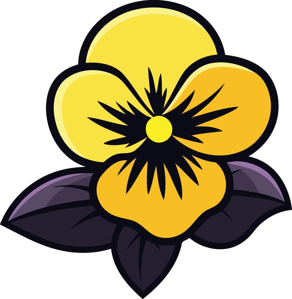 Cartoon Yellow Pansy with Black Center 49252706 Vector Art at Vecteezy
