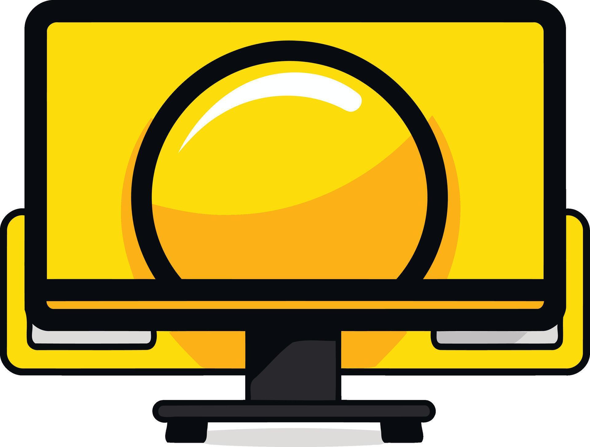 Yellow Computer Monitor with Circular Icon 49269978 Vector Art at Vecteezy