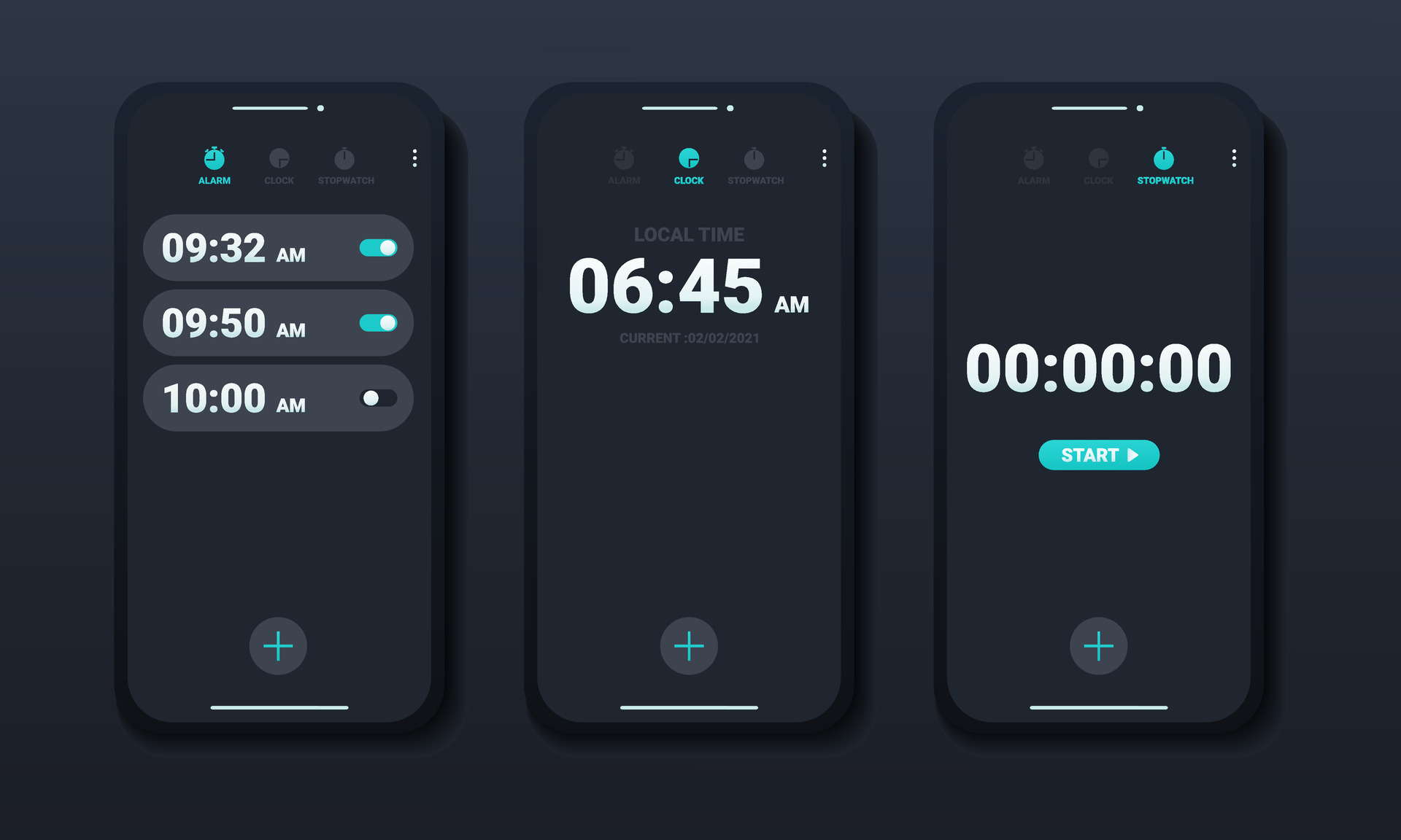 Mobile phone watch widget interfaces. Clock user interface. Alarm ...