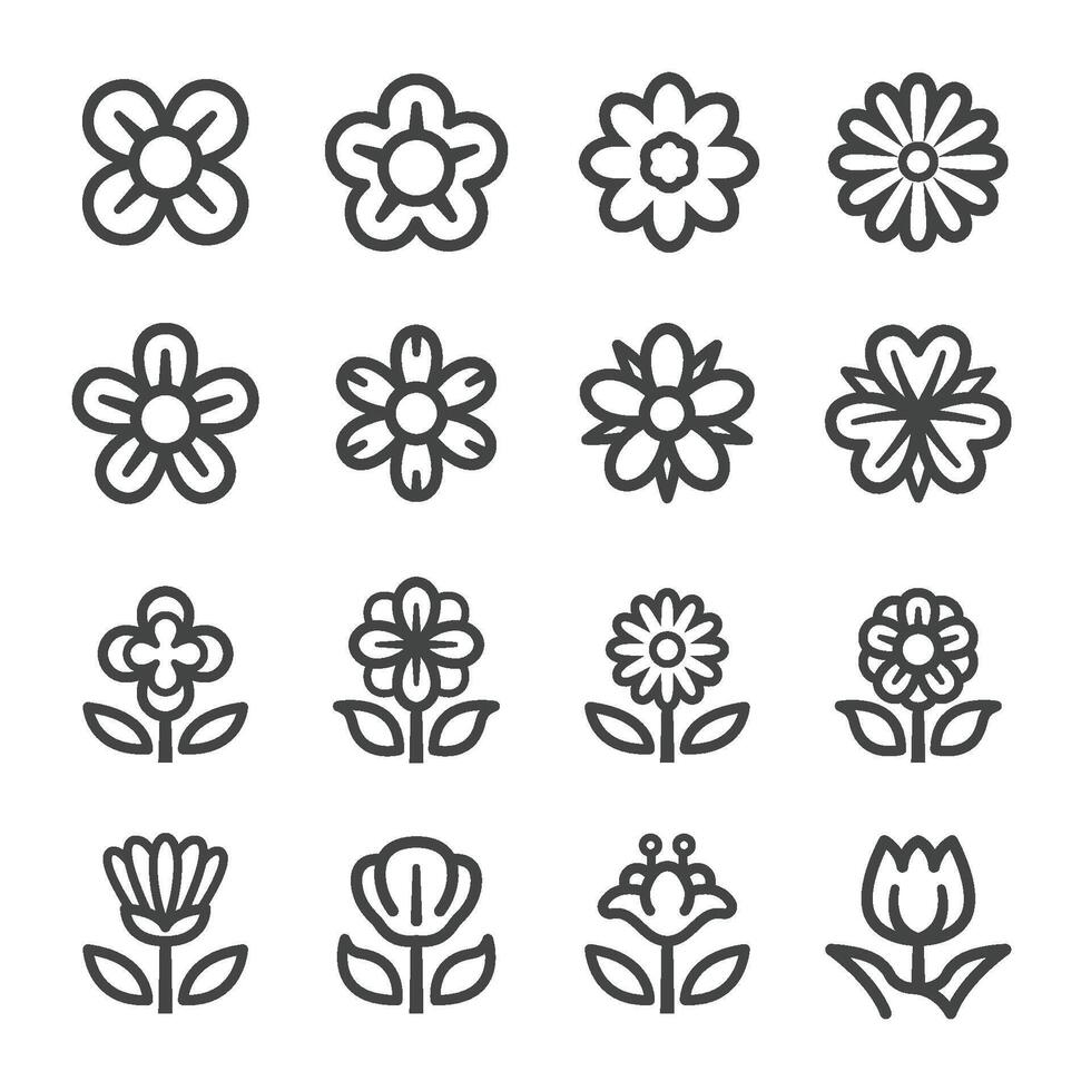 flower line icon set 49286569 Vector Art at Vecteezy
