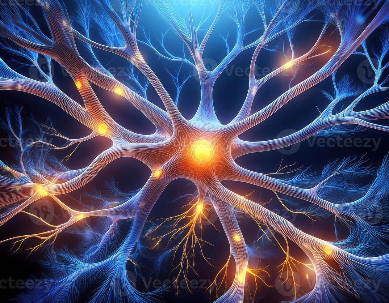 Glowing Neuron Cell Microscopic View 49300676 Stock Photo at Vecteezy