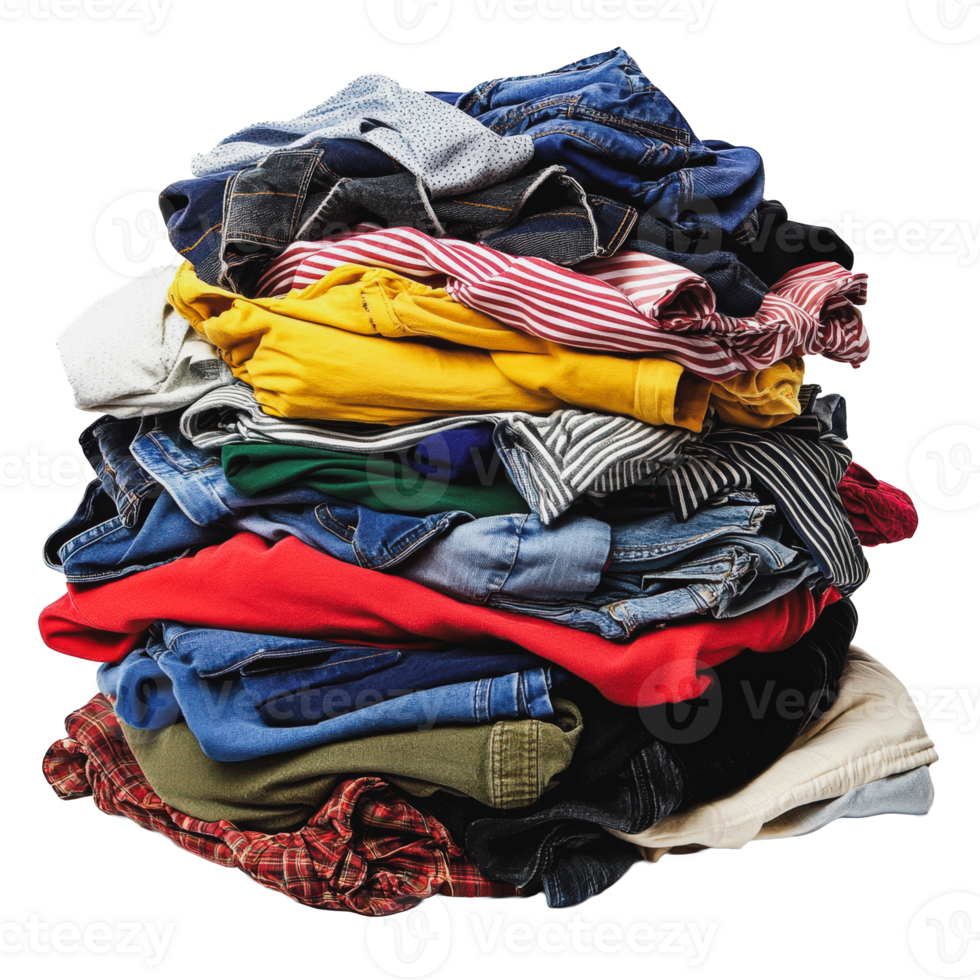 Colorful pile of assorted clothing after laundry 49301360 PNG
