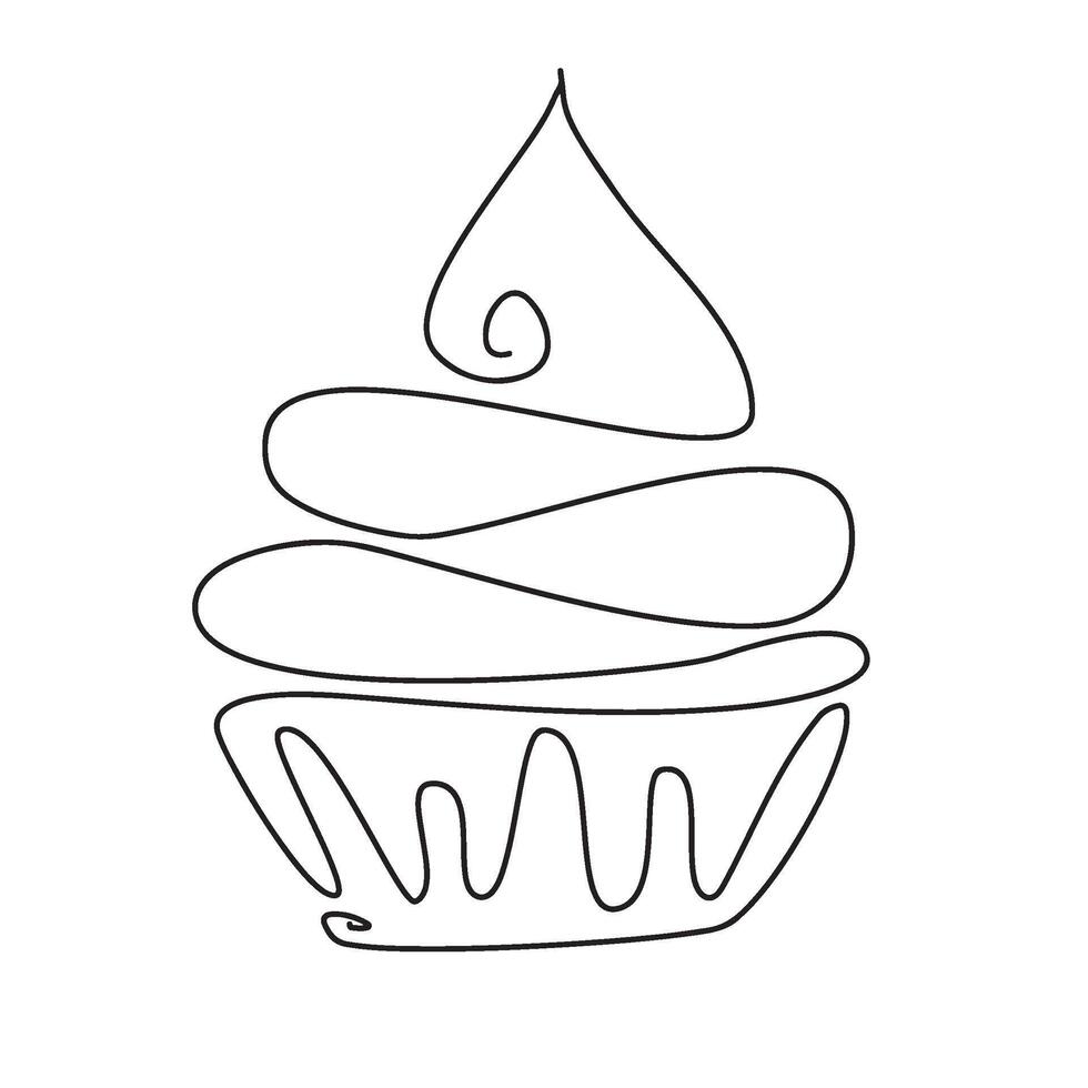 Cupcake continuous line art, Continuous Line Drawing Of Cup Cake. One Line Of Muffin Cake ...