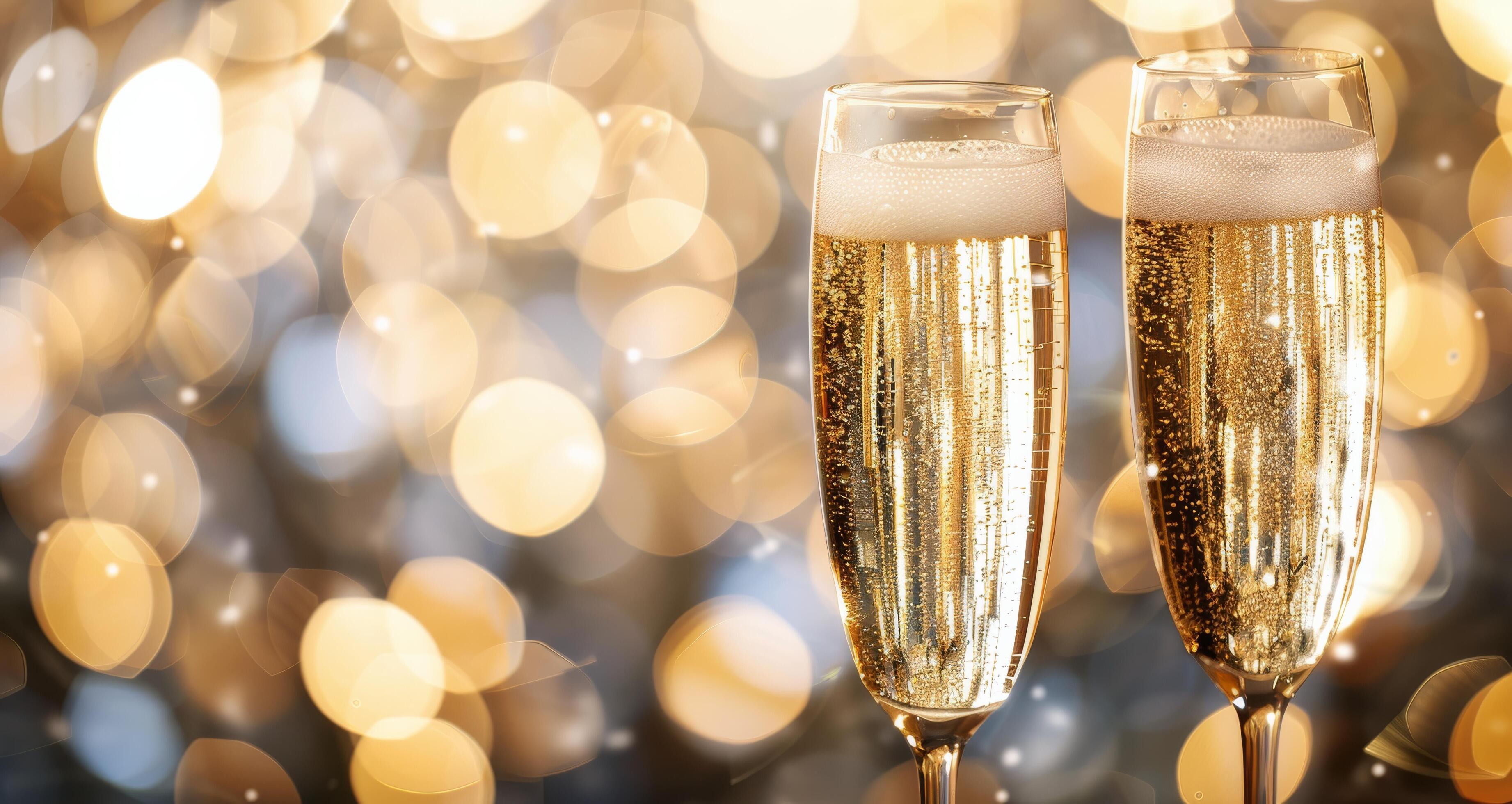 Celebration Toast With Bubbly Drinks Against a Twinkling Background ...