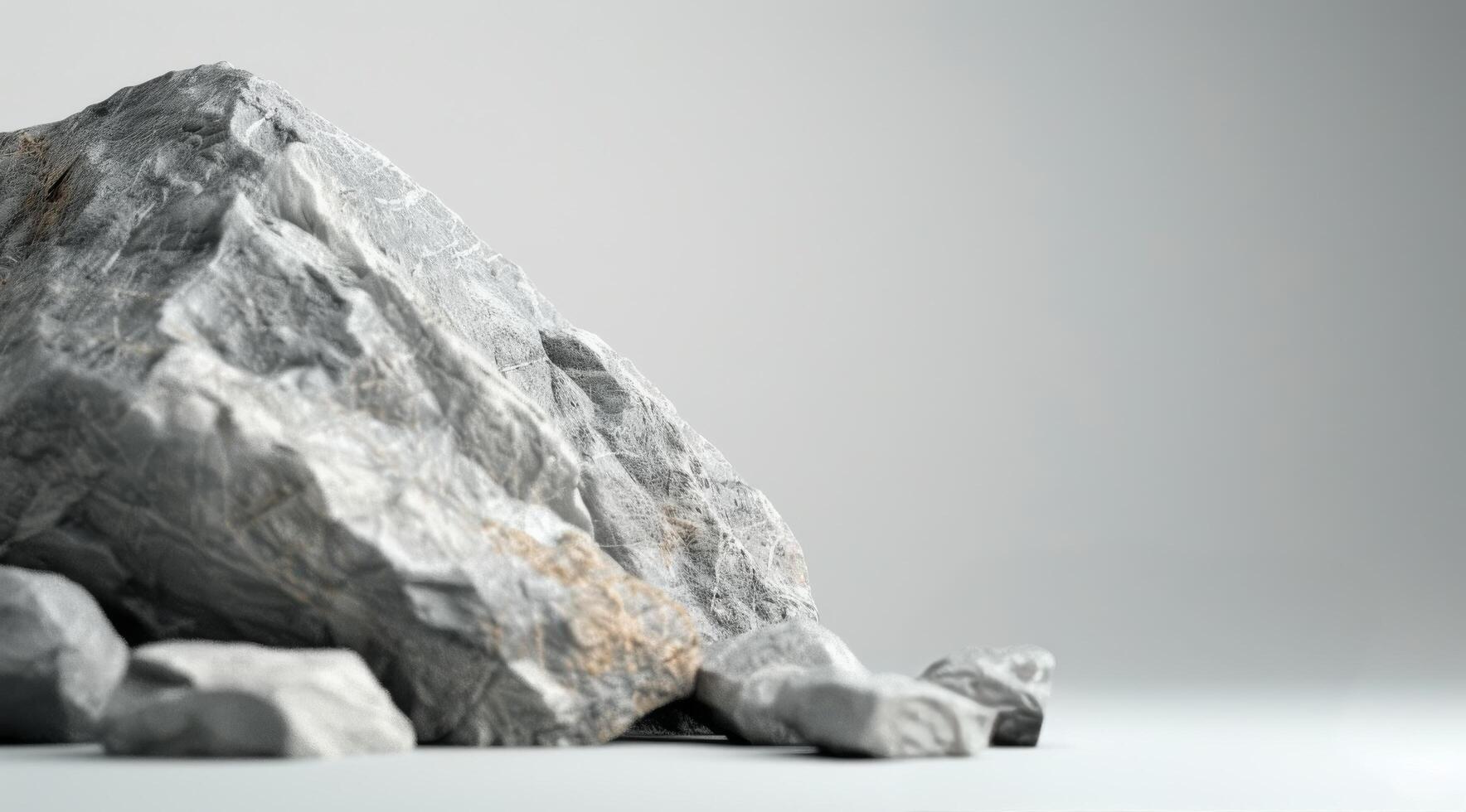Gray Rock on a Soft Surface Against Blurred Mountain Background at Dusk ...