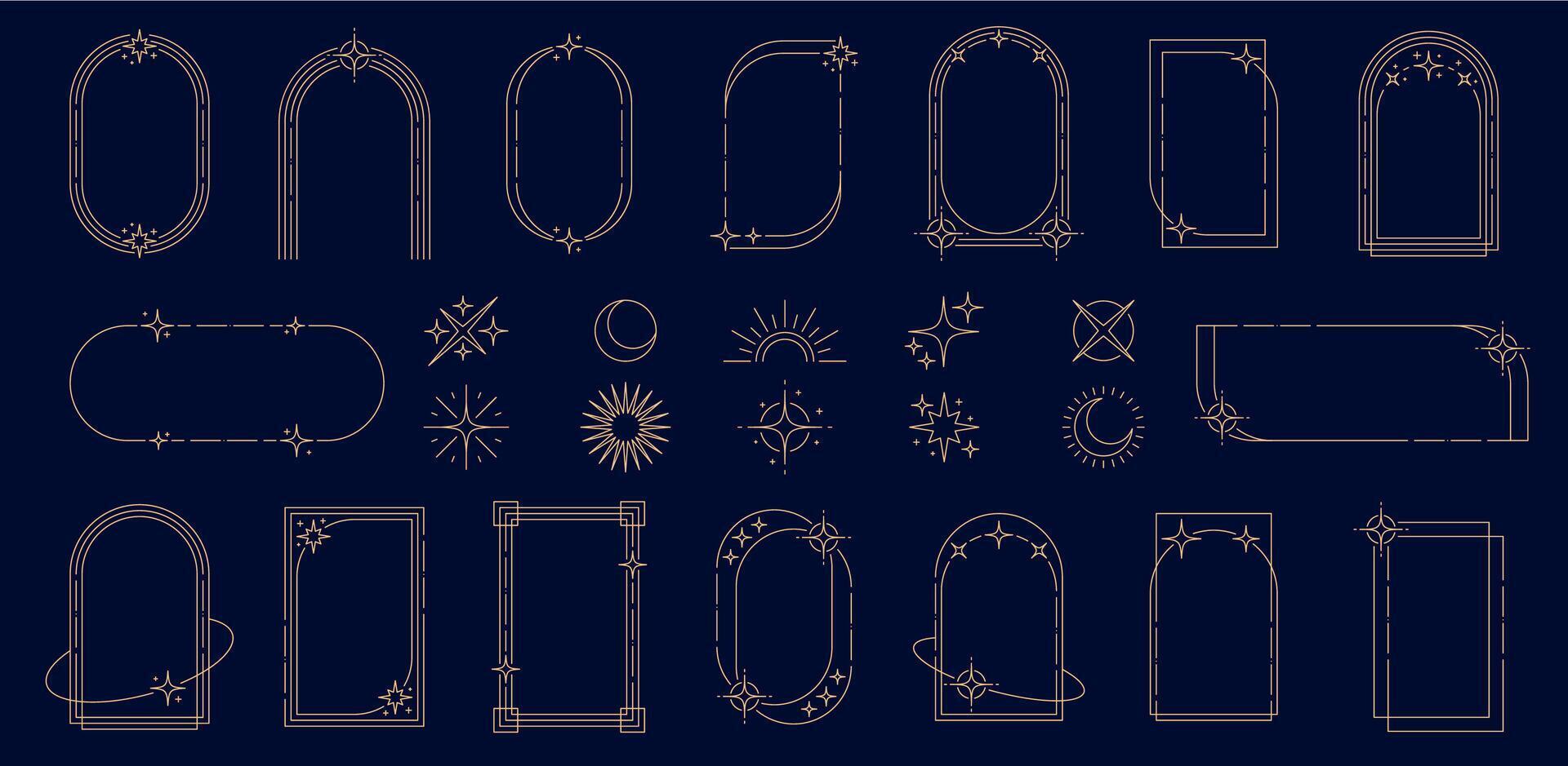 Y2K celestial frames, arches and border elements 49315053 Vector Art at Vecteezy