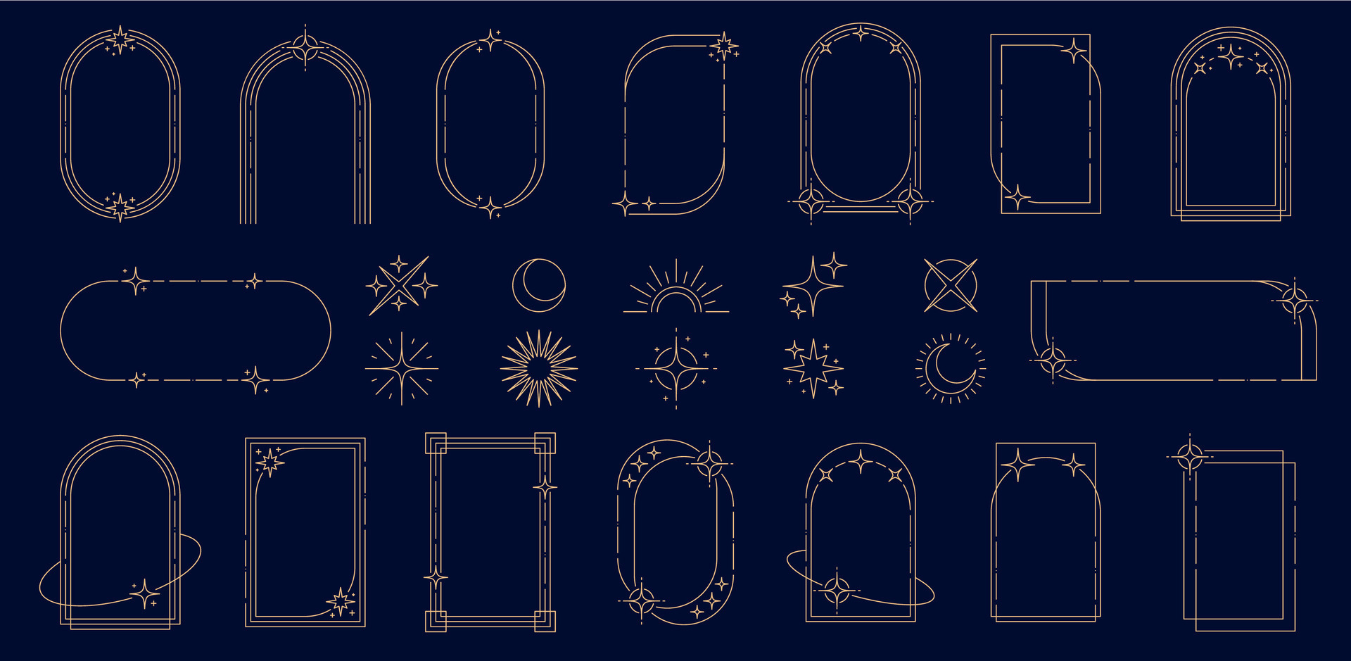Y2K celestial frames, arches and border elements 49315053 Vector Art at Vecteezy