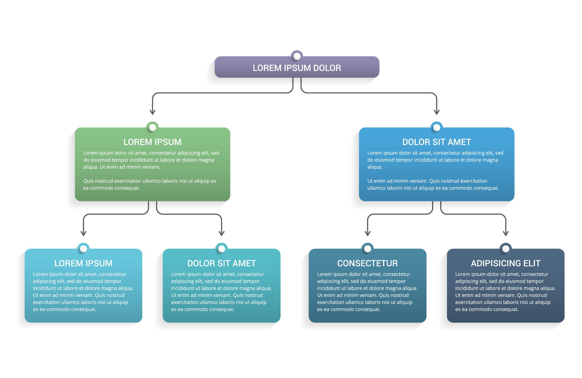 Flowchart with 3 levels, infographic template for web, business ...