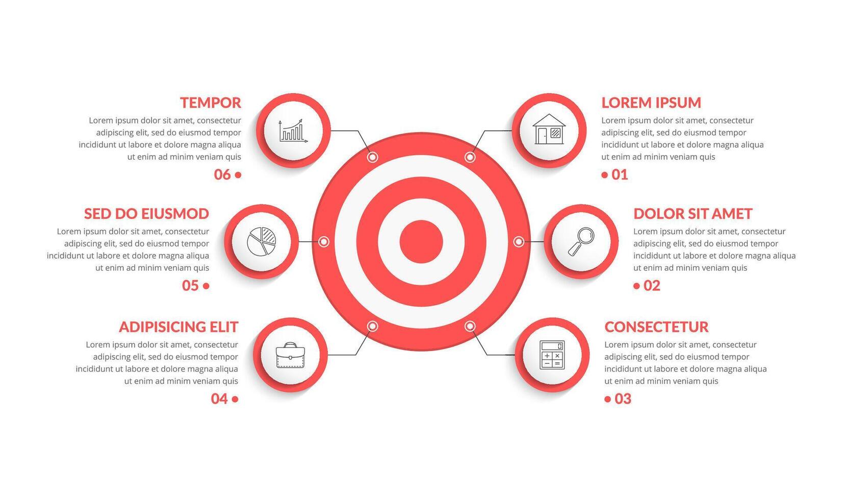 Target With Six Elements For Your Text 49325048 Vector Art At Vecteezy