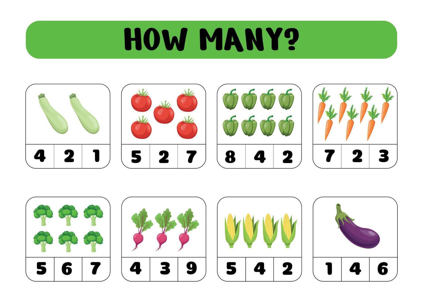 Count how many vegetables there are and choose the correct number ...