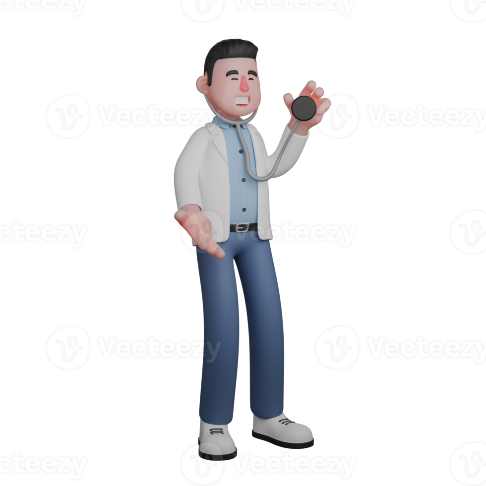 Male Doctor In Medical Setting Doctor With Stethoscope Ready For Health Check Up 3d Character