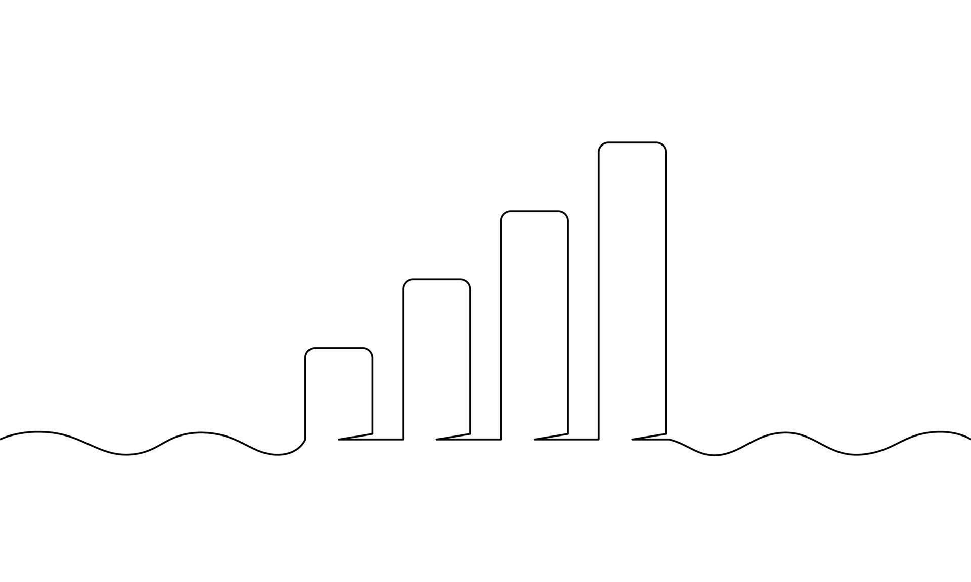 Continuous line drawing of graph. Illustration of growth chart ...