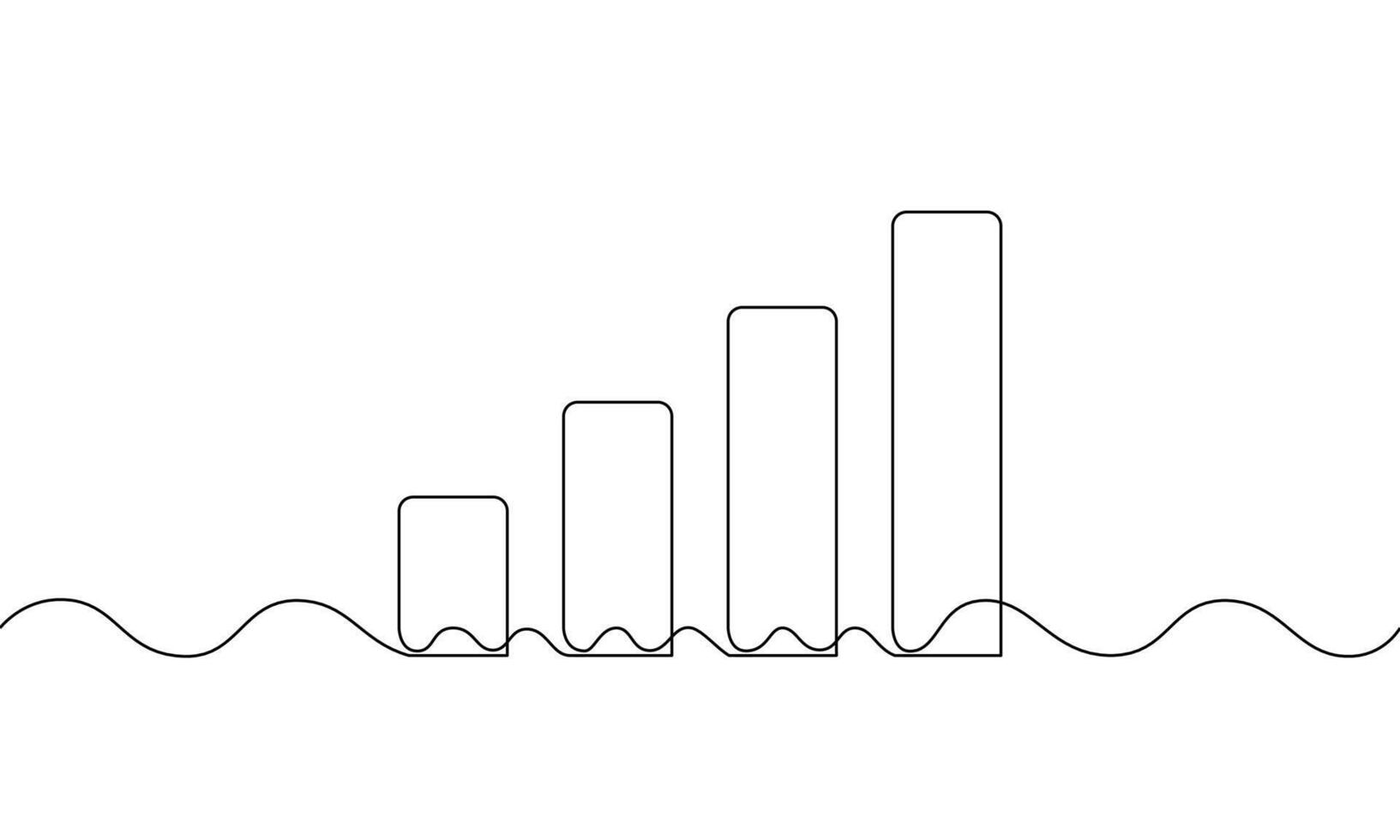 Continuous line drawing of graph. Illustration of bar chart. Business ...