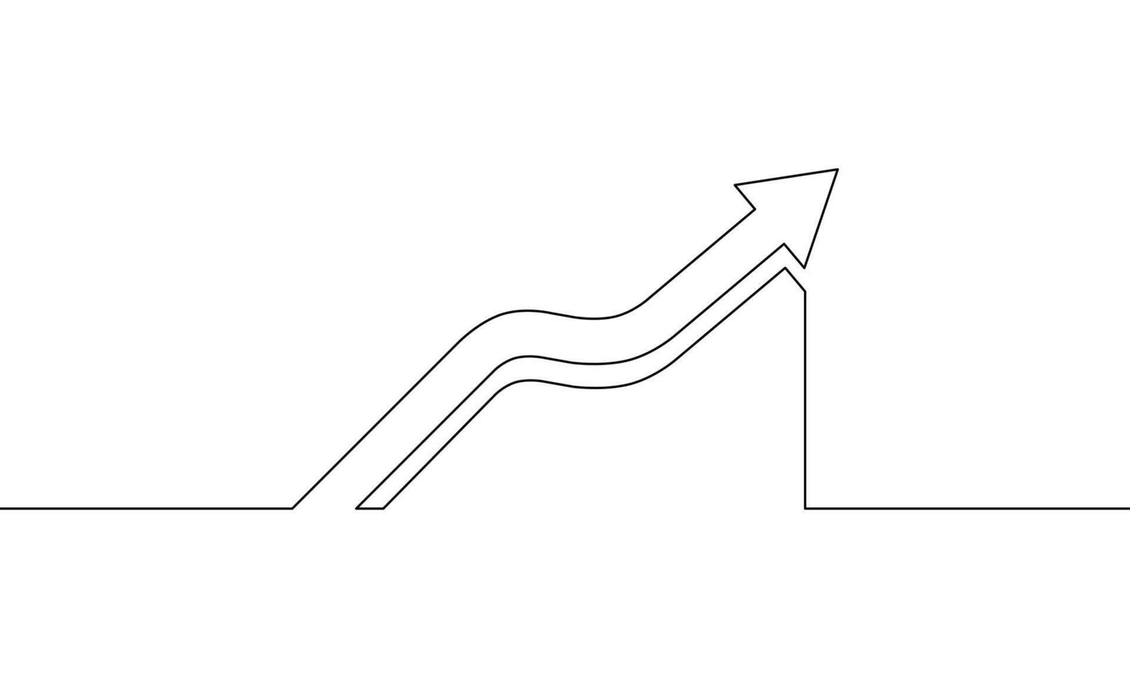 Continuous line drawing of graph icon business. arrow up, growth graph ... Continuous line drawing of graph icon business. arrow up, growth graph ...