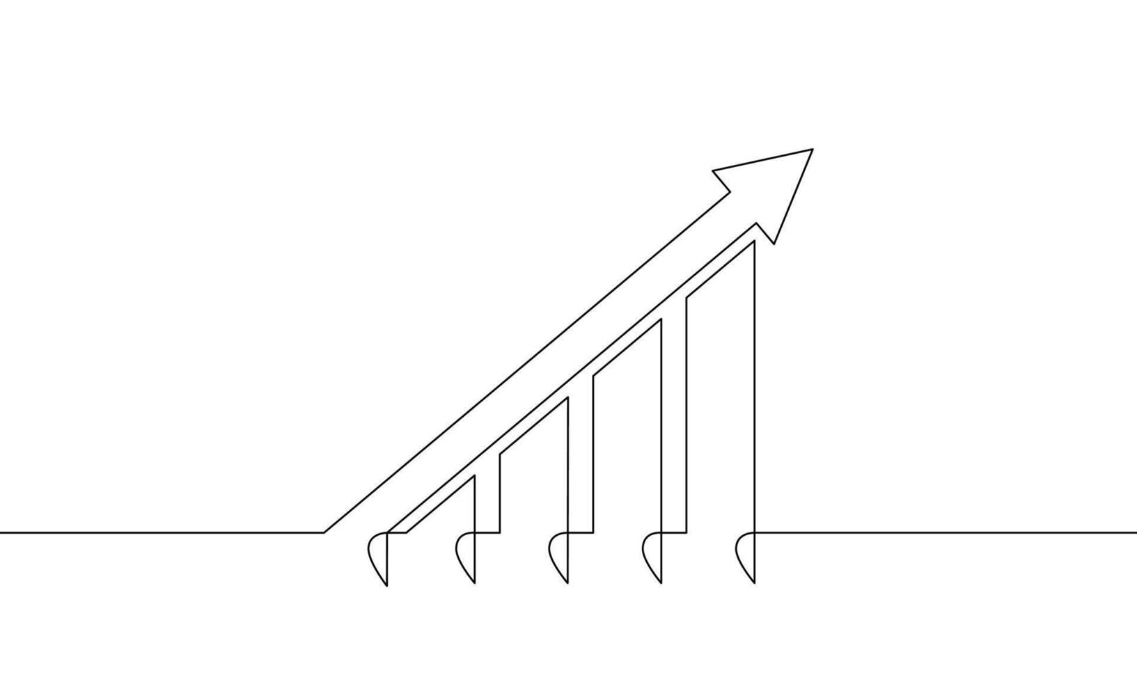 Continuous line drawing of graph icon. Illustration of arrow. Business ...