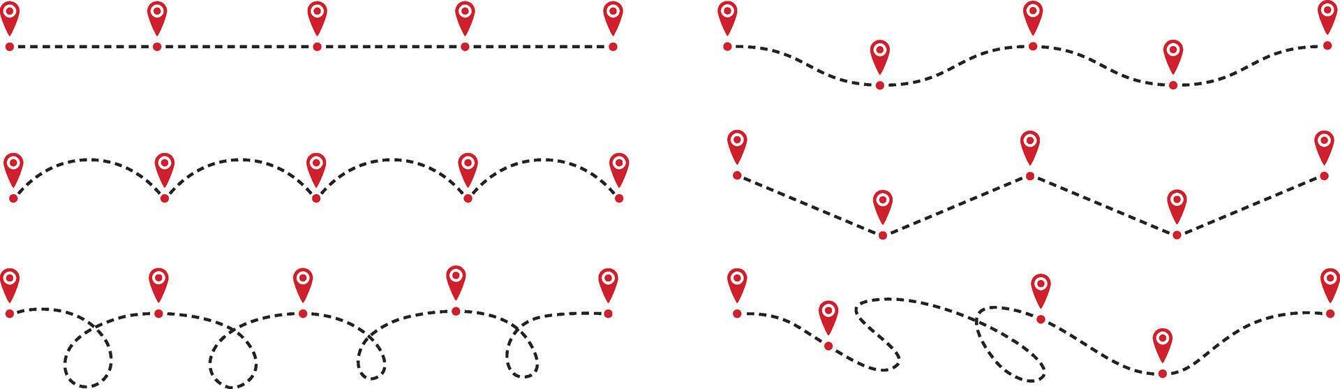 Roadmap path. Timeline dashed line, way route chart and road steps with ...