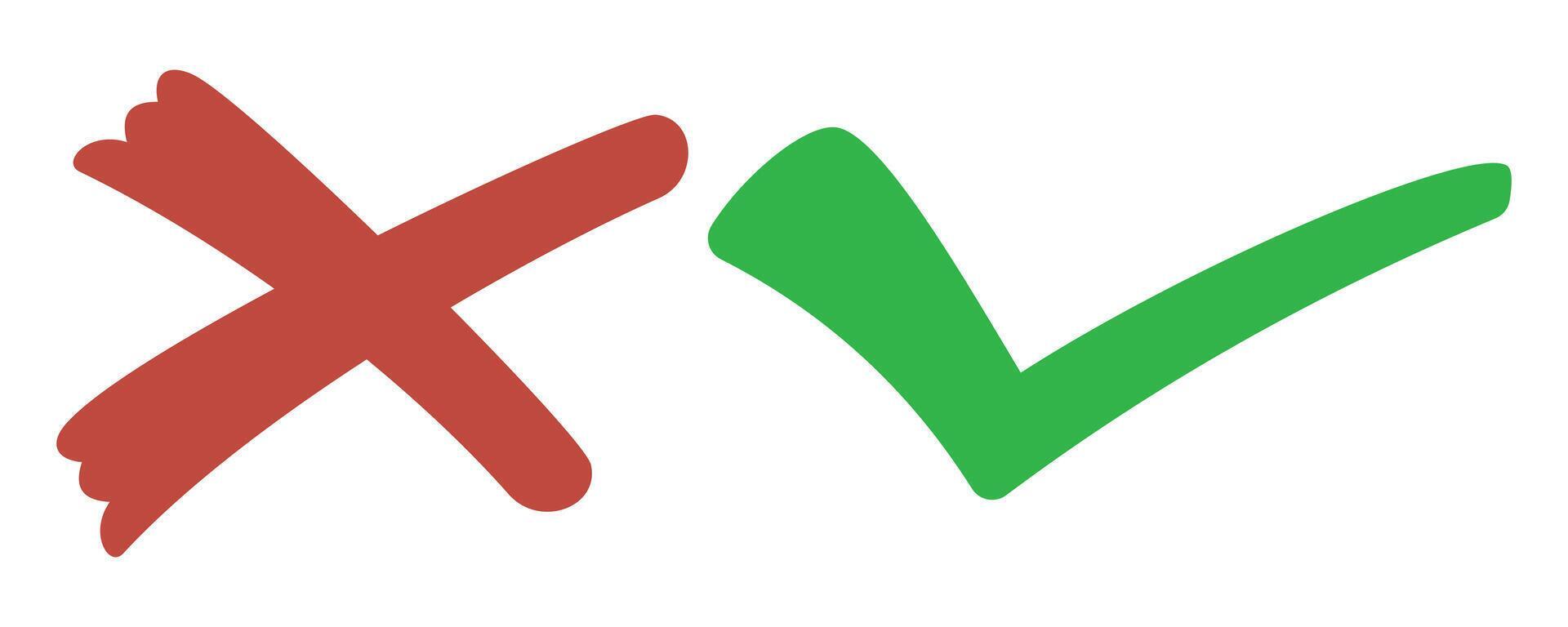 Tick and cross signs. False and true, right and wrong. Correct and incorrect, accept and reject ...