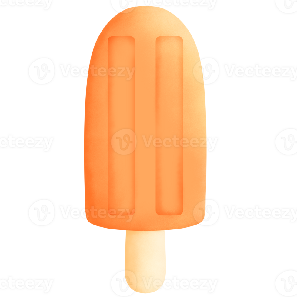 Orange Ice Cream On Stick Icon Hand Drawn Illustration 49353012 Png