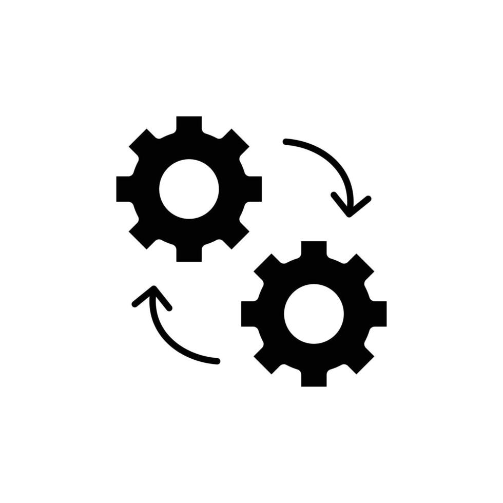 Integration icon set. Tech integrate system logo symbol in black filled ...