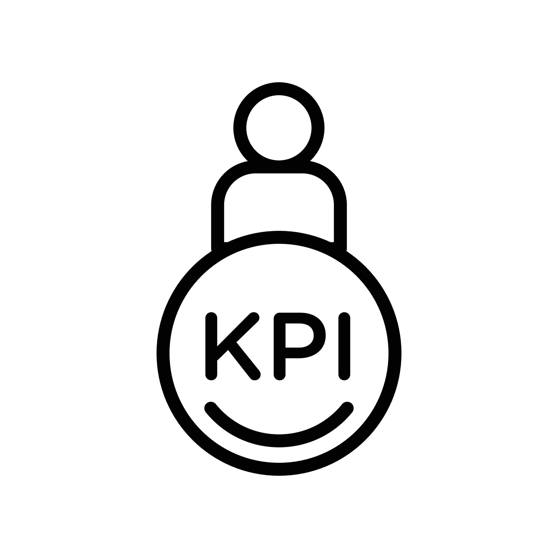 Kpi Icon Set Performance Key And Management Symbol In A Black Filled And Outlined Style Goal