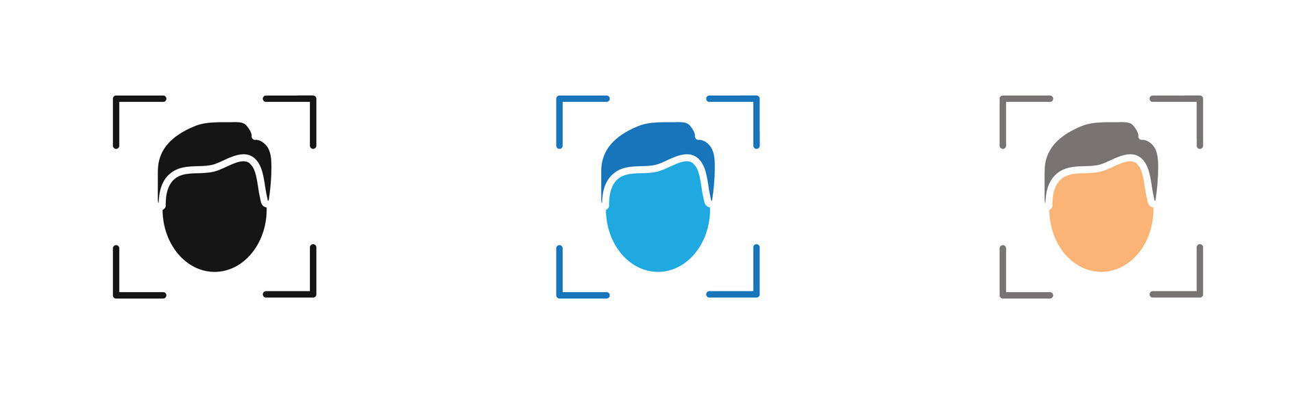 Face Detection Icon Outline Collection Or Set In Black And White