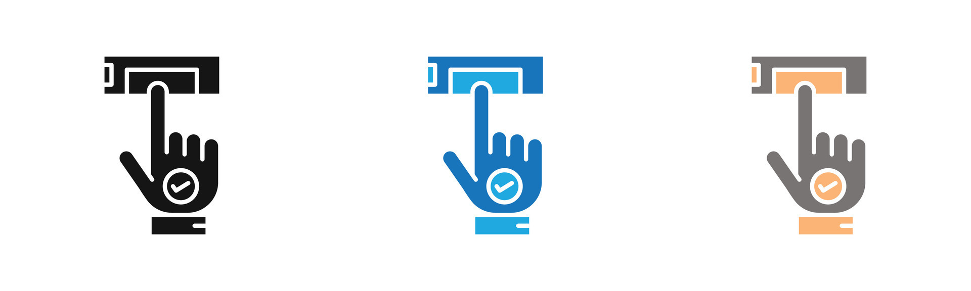 Finger Authentication Icon Outline Collection Or Set In Black And White 49365139 Vector Art At