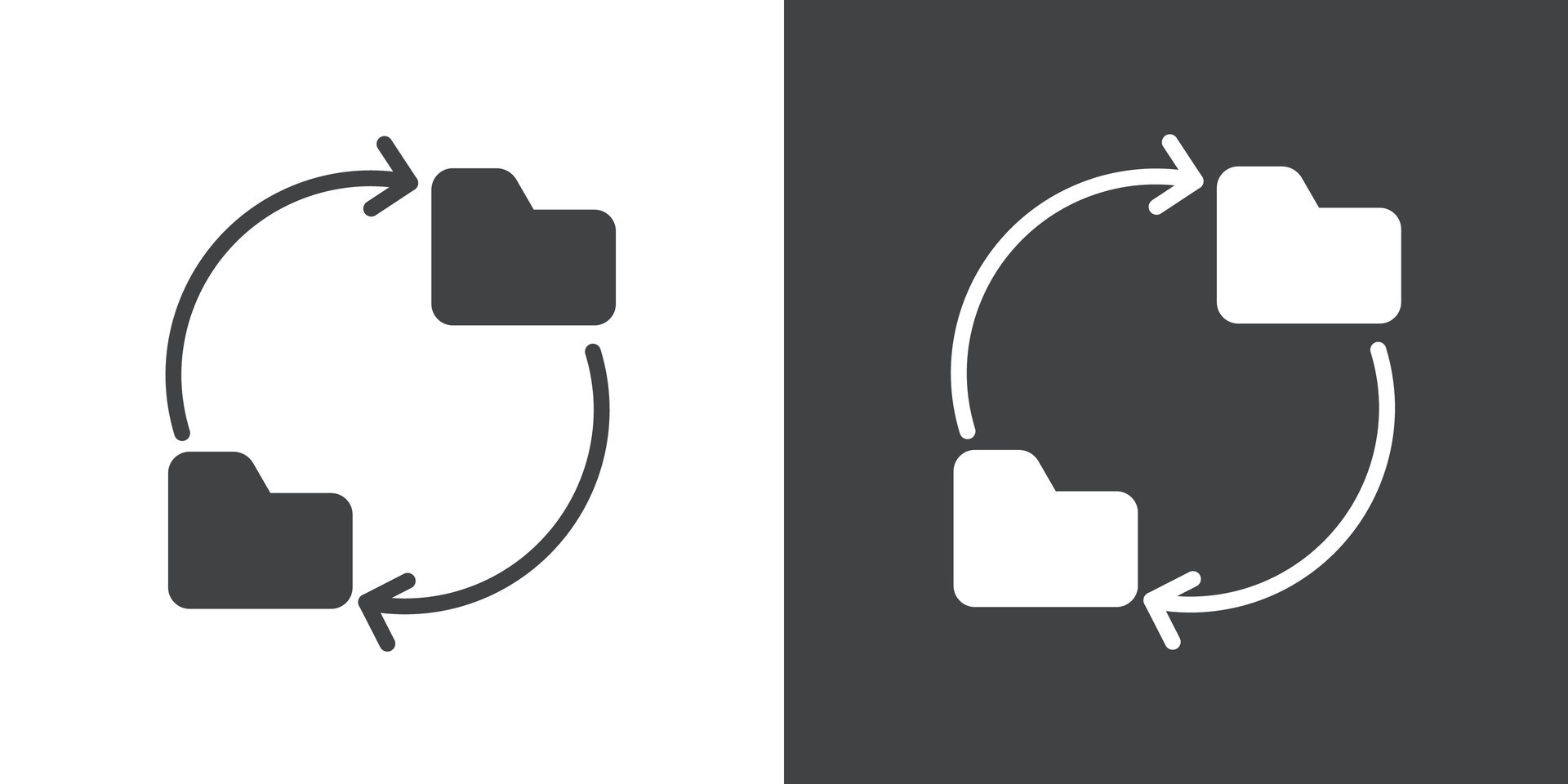 Data Synchronization Icon Flat Set In Black And White Color 49366004
