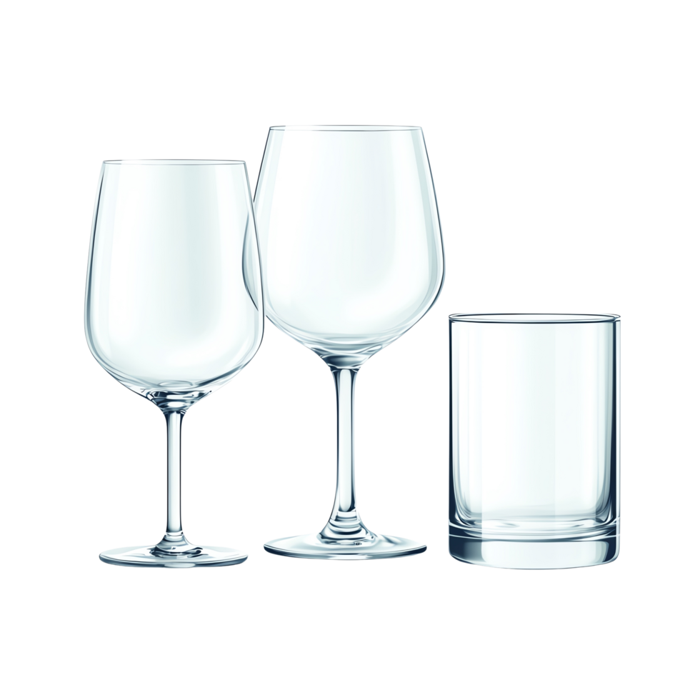 Three Clear Glass Cups And Goblets Perfect For Beverages 49379112 Png