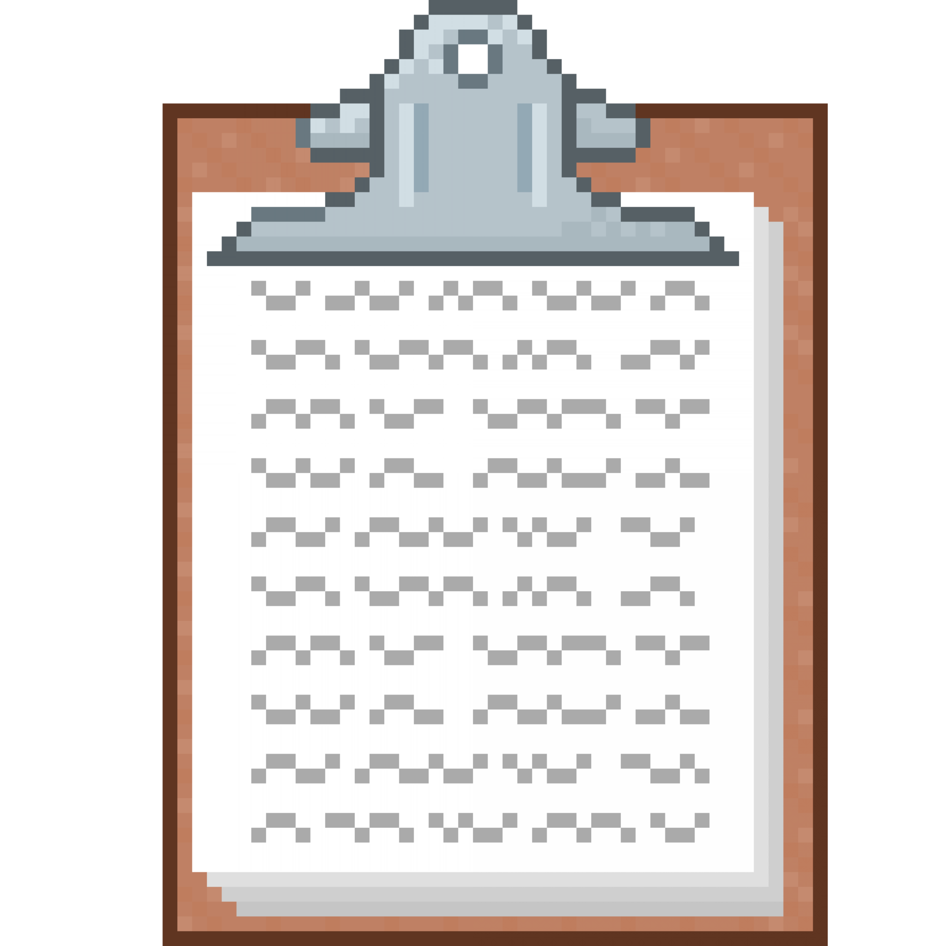 A retro-styled pixel-art illustration of a clipboard with a contract. 49379201 PNG