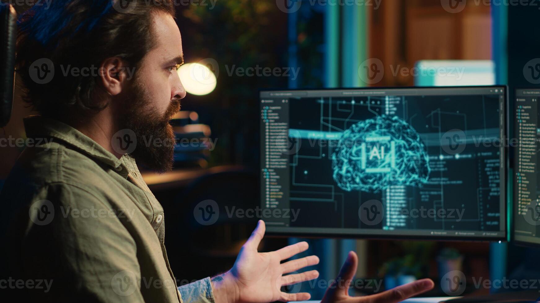 Man staggered by AI gaining consciousness, becoming android and waving hand to salute him ...