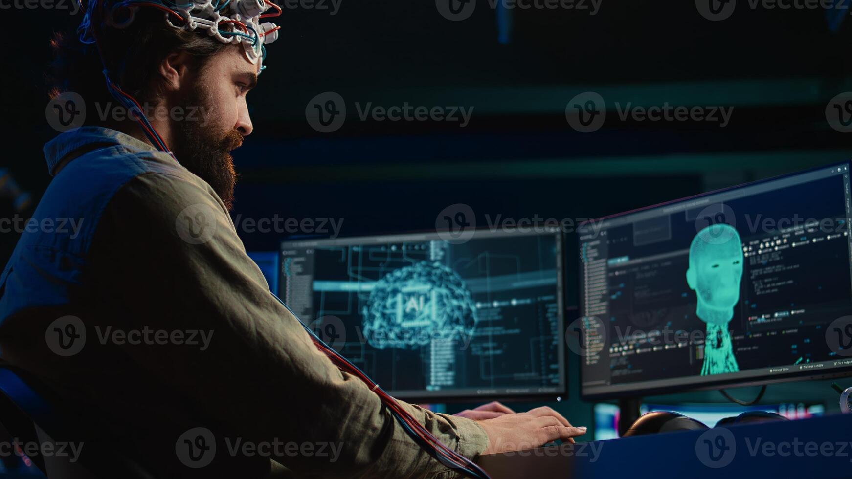 IT admin coding and using EEG headset to upload brain into computer, gaining immortality ...