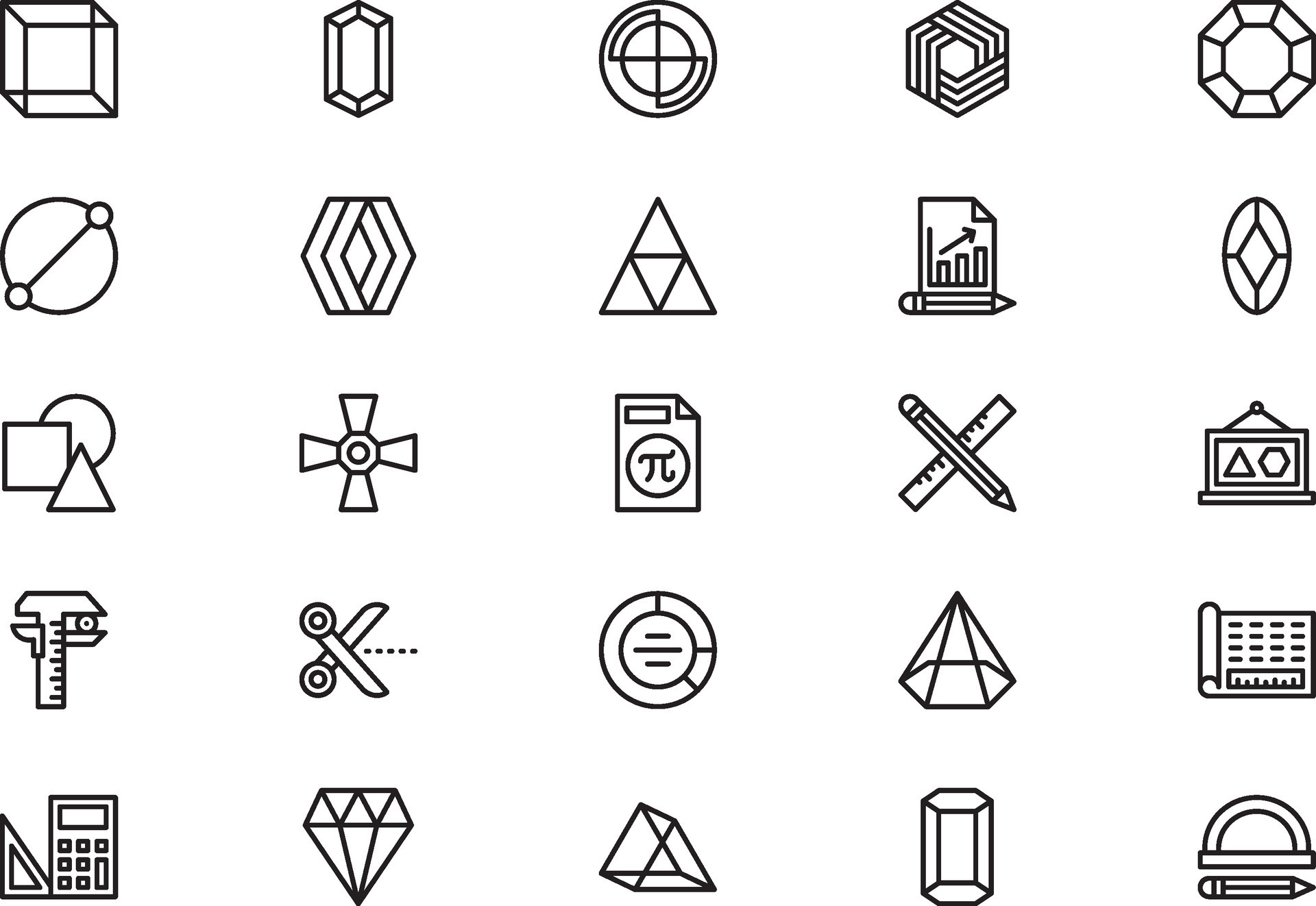 Geometry icons collection is a illustration with editable stroke. 49383541 Vector Art at Vecteezy