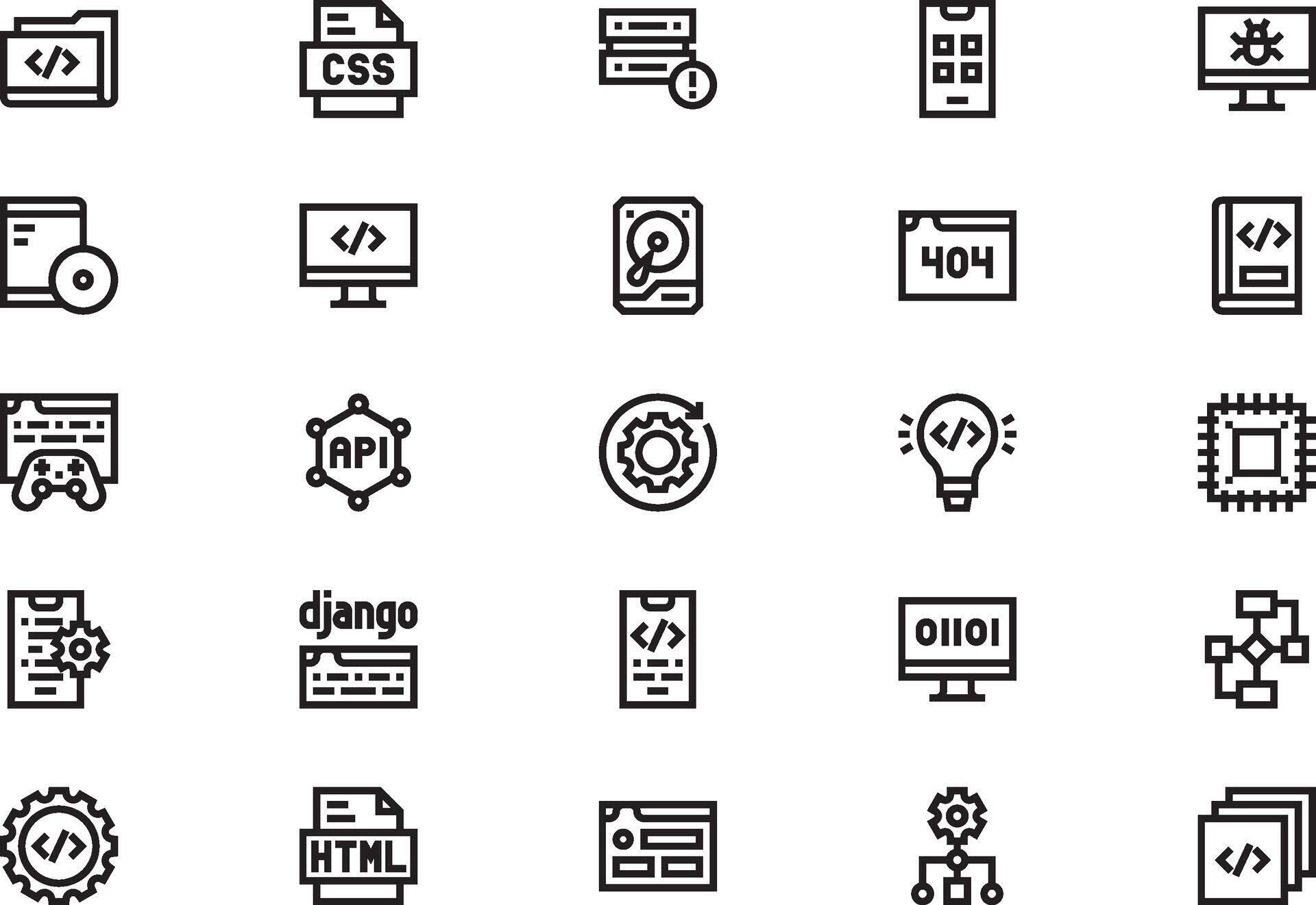 Software development icons collection is a illustration with editable ...