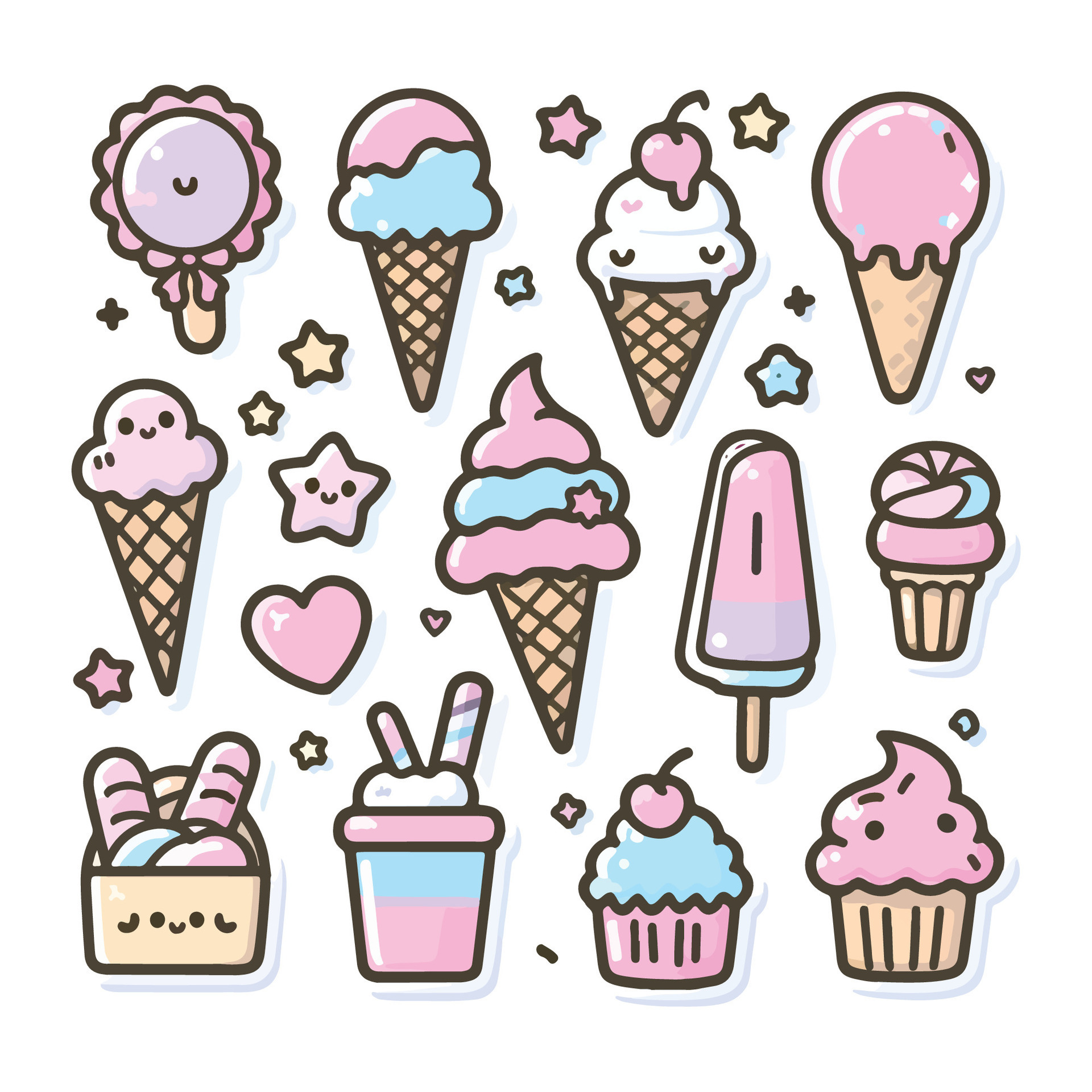 Ice Cream Doodle Illustration 49385771 Vector Art At Vecteezy