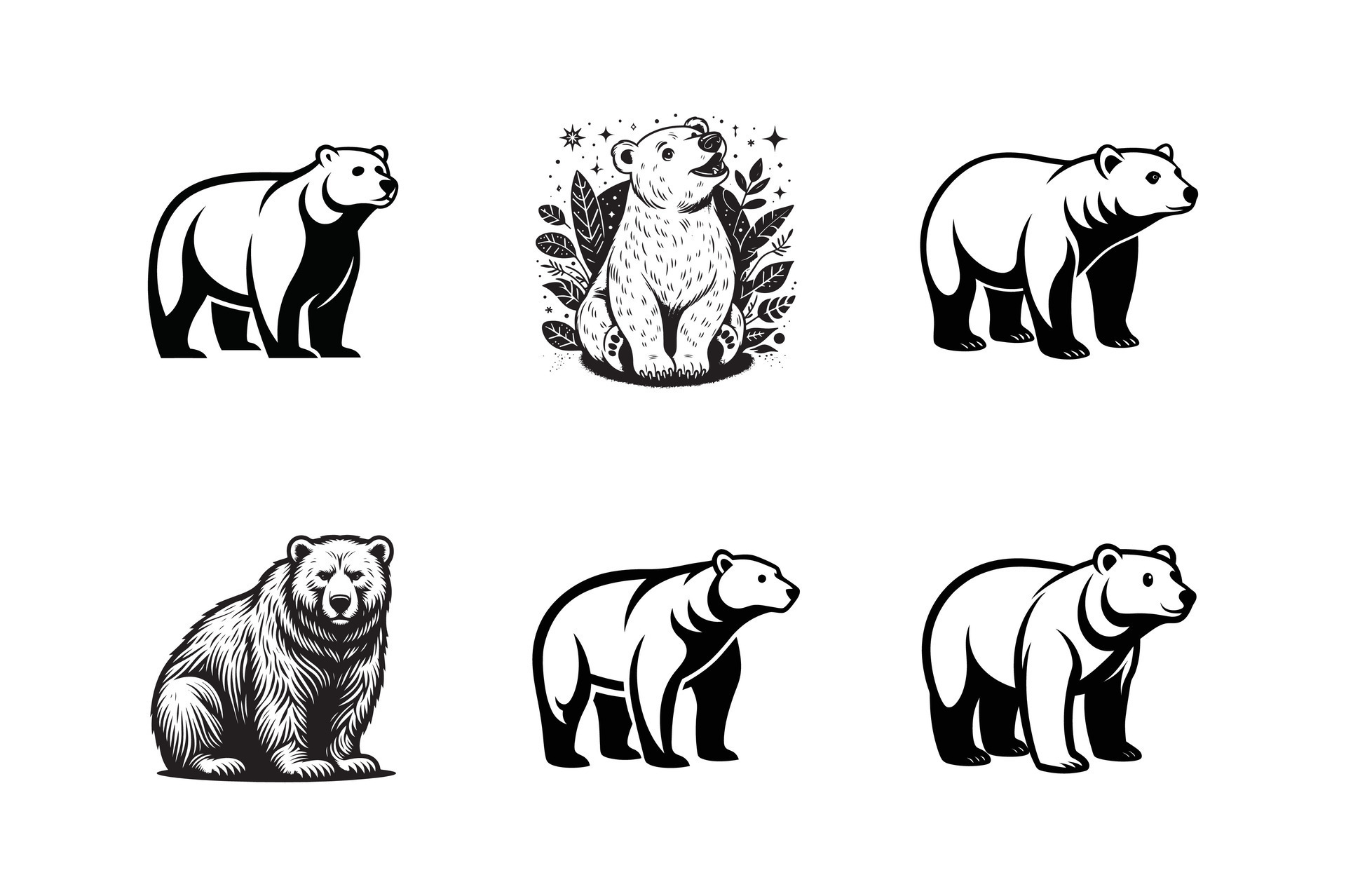 Set Of Polar Bear Silhouette Illustration Design Template 49388204 Vector Art At Vecteezy