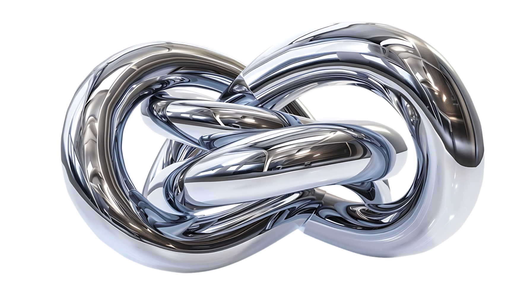 Interlocking Chrome Loops with Transparent Background Abstract 3D ...