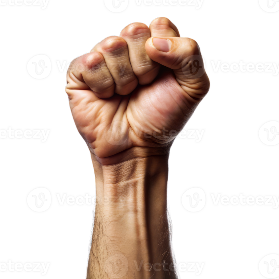 A fist is raised in the air, with the thumb and index finger extended ... A fist is raised in the air, with the thumb and index finger extended ...