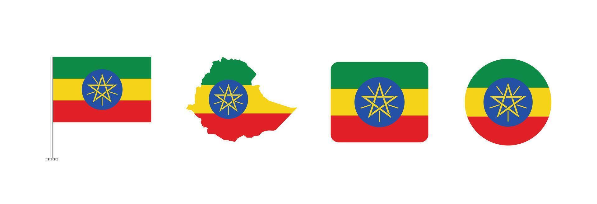 Ethiopia flag. Set of Ethiopia Flags Collection. 49392298 Vector Art at Vecteezy