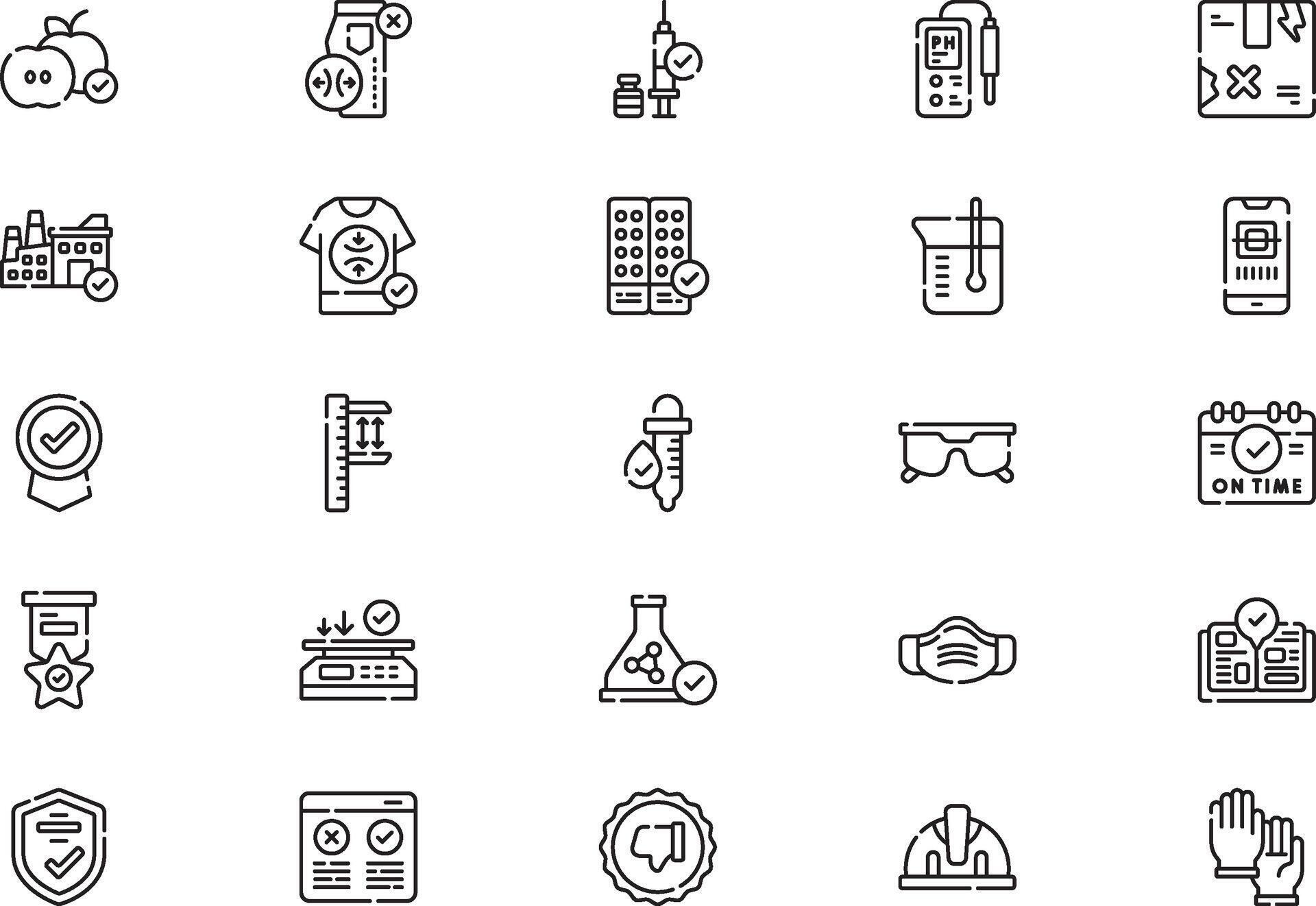 Quality Control Icons Collection Is A Illustration With Editable Stroke