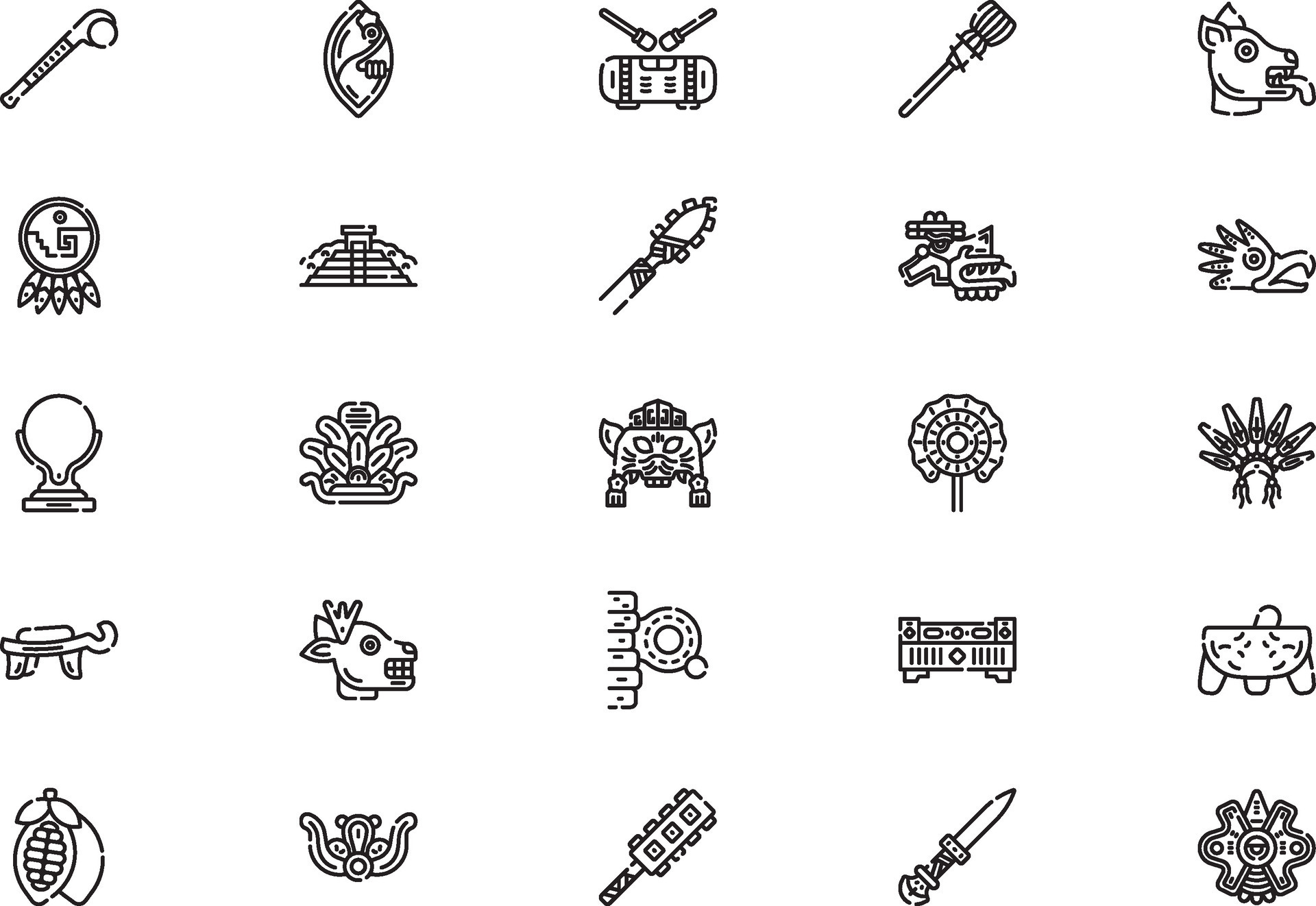 azteca íconos colección es un ilustración con editable ataque. 49393300 Vector en Vecteezy