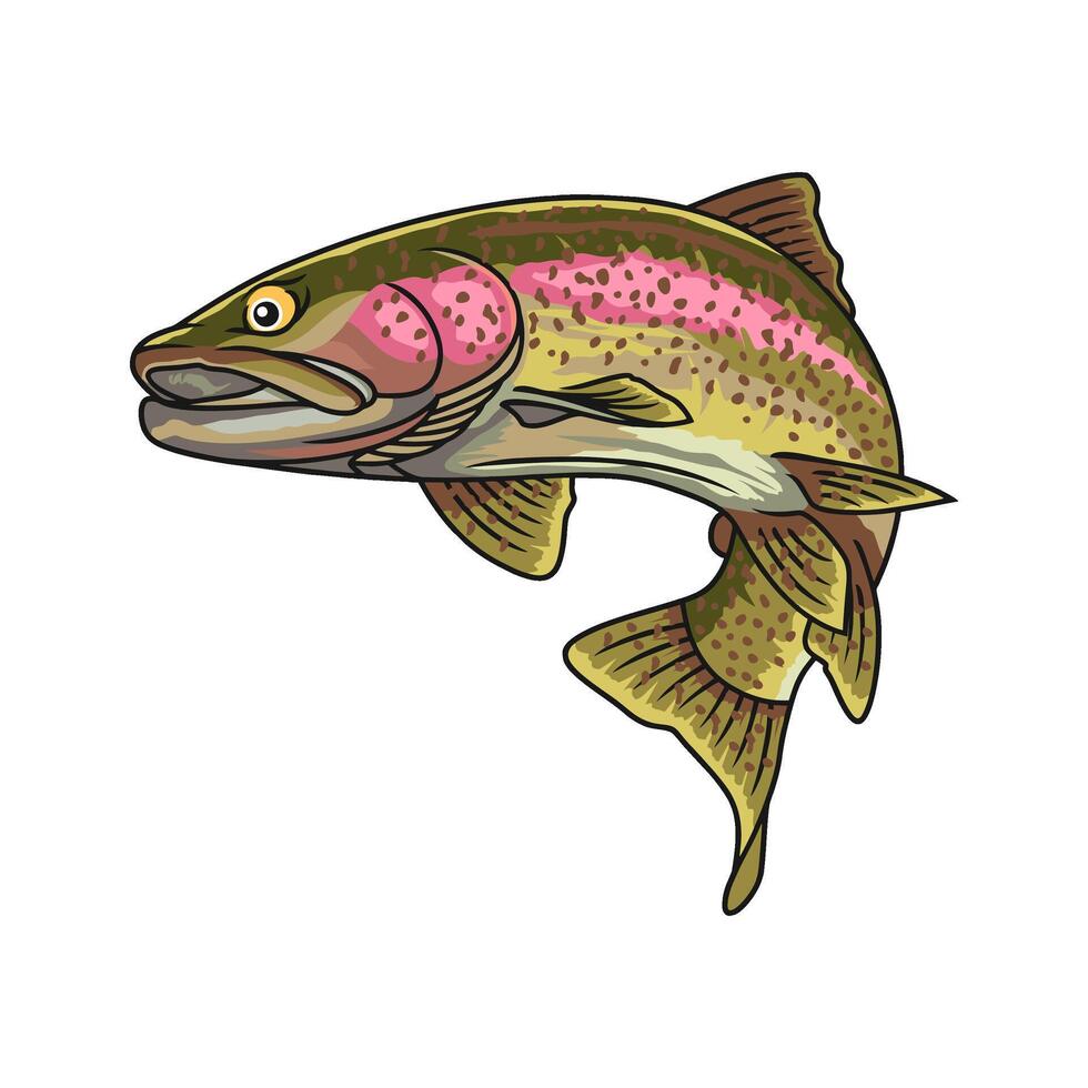 rainbow trout fishing illustration logo template 49398281 Vector Art at ...