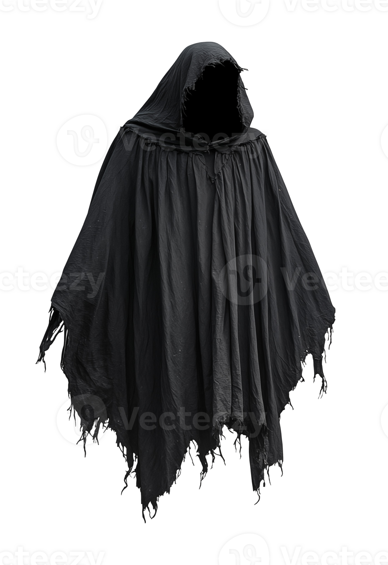 black hooded halloween cloak with tattered edges on isolated background 49400258 PNG