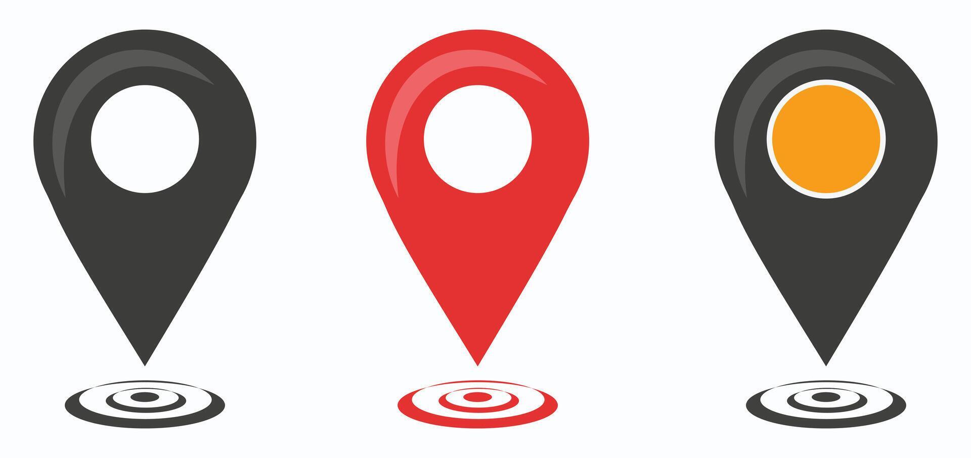 Location pointer icon set. Map pins set. Location symbols collection ...