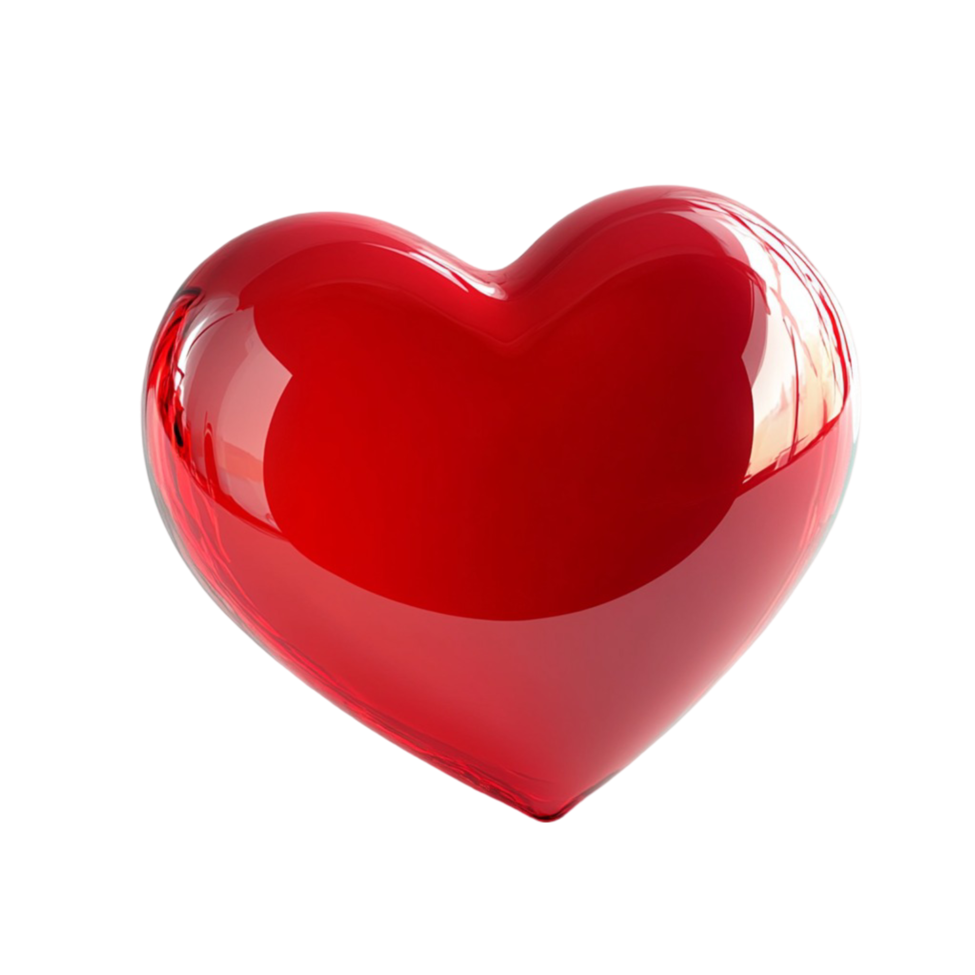 Glossy Red Heart-Shaped Object with Reflective Surface on Transparent background AI-Generative ...