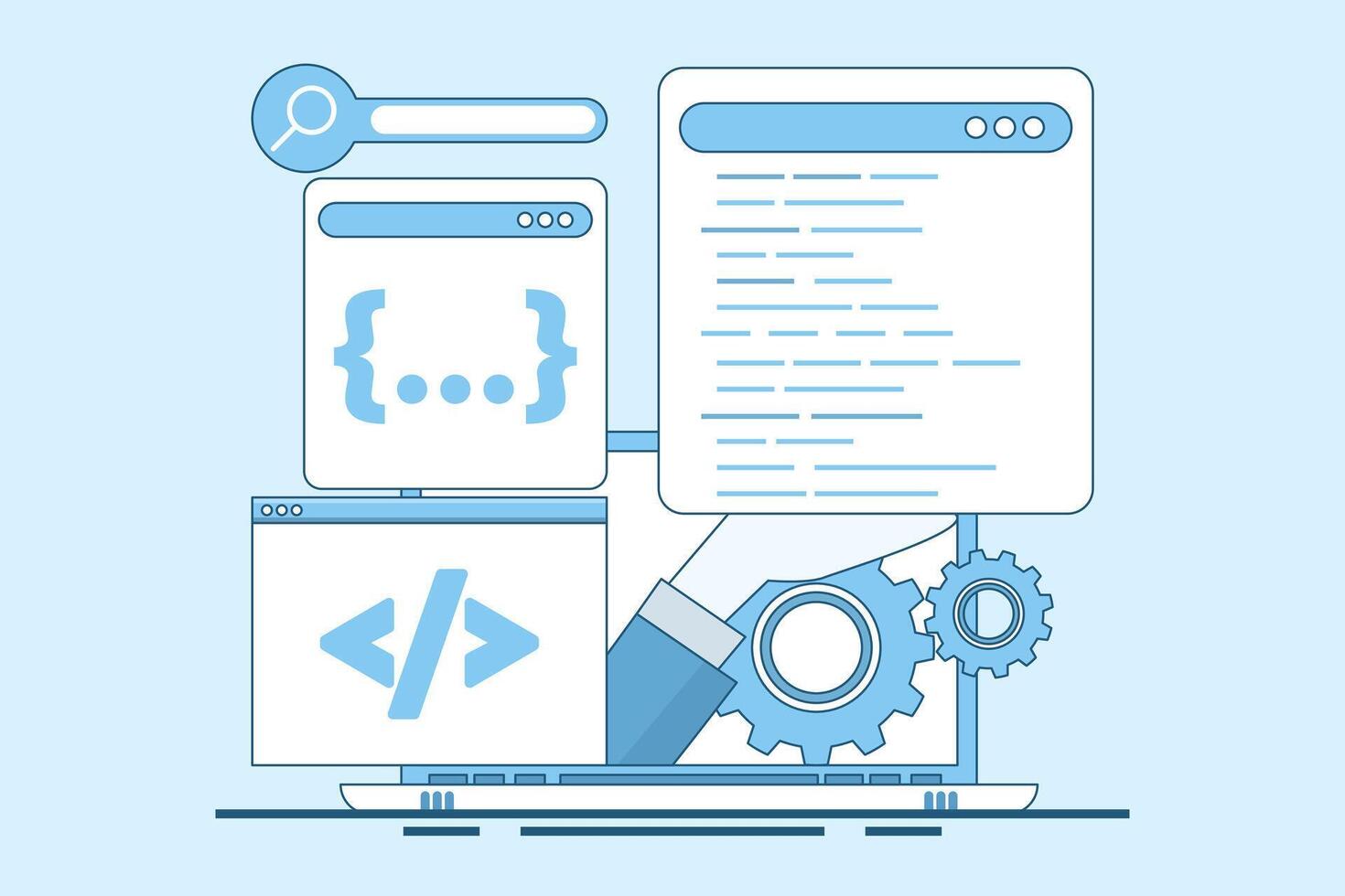 Programming Concept Software Development And Programming Program Code On Laptop Screen Big